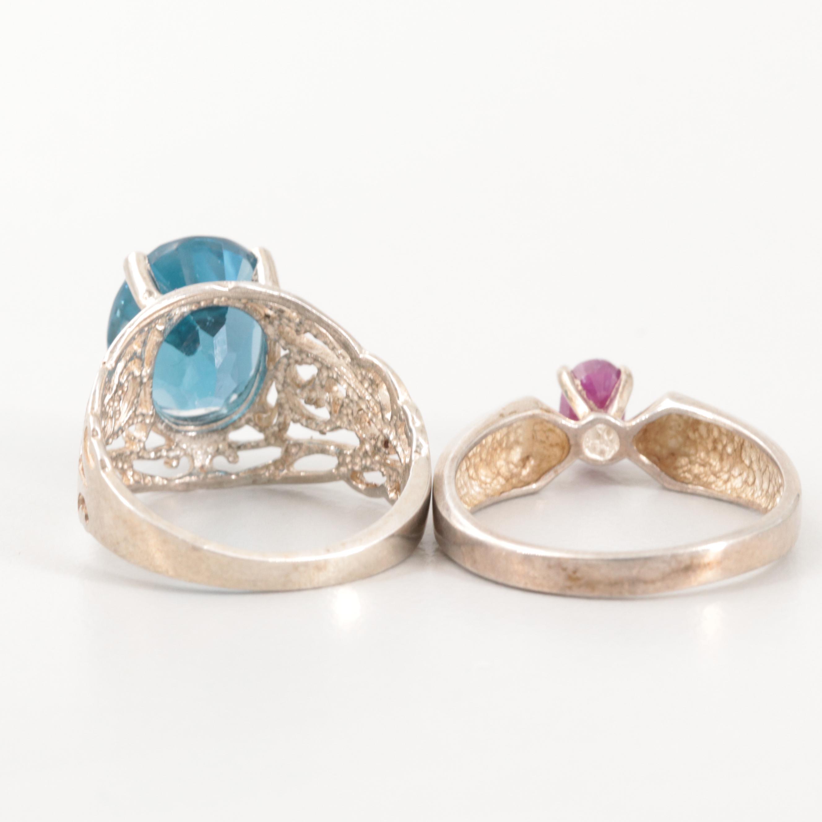 Sterling Silver Ruby and Topaz Rings | EBTH