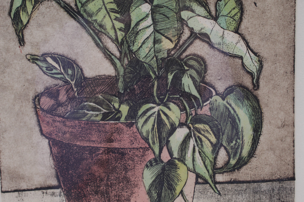 Michele Perdue Etching "Philodendron" | EBTH
