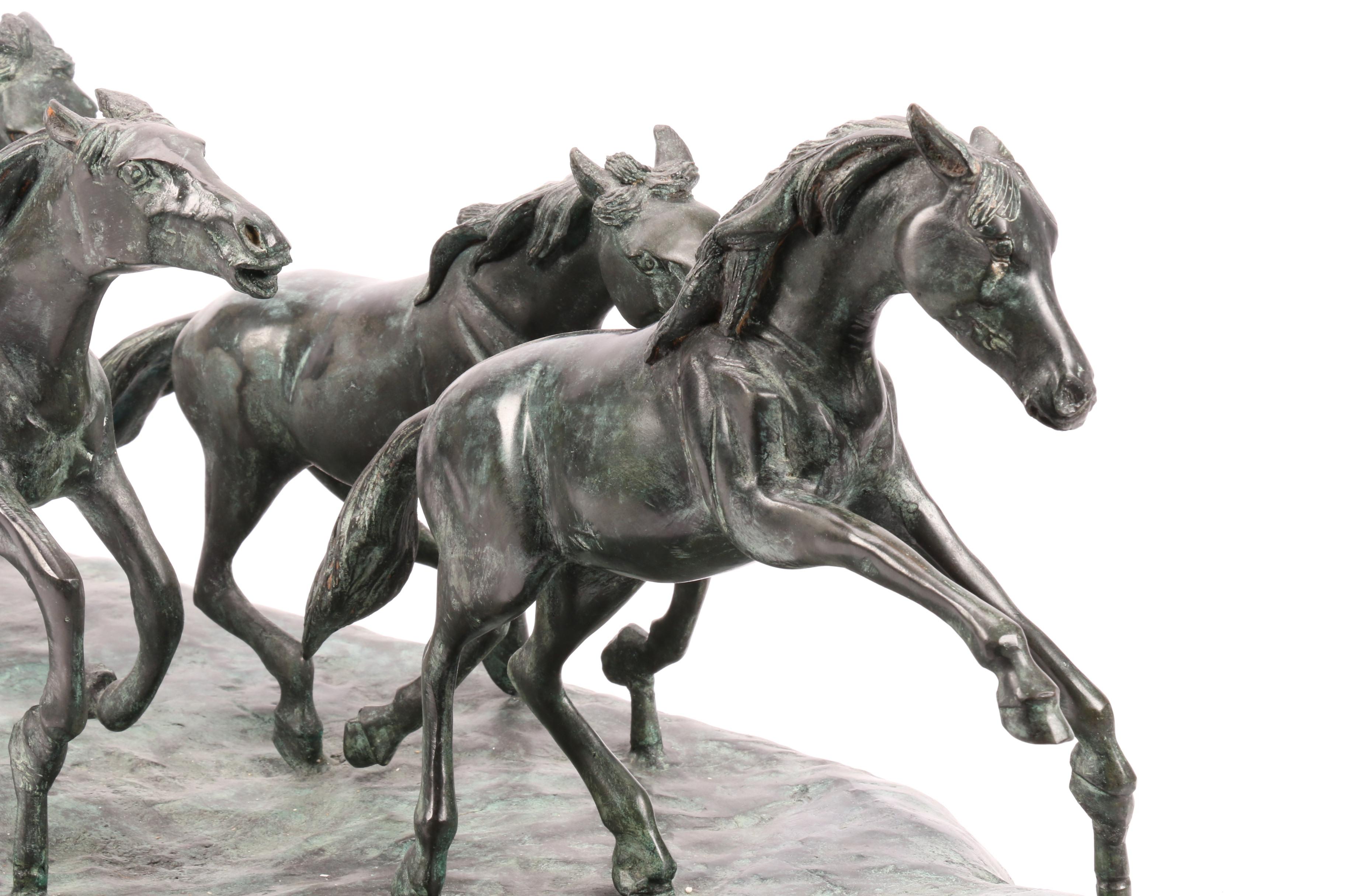 Bronze Galloping Wild Horses Statue or Sculpture | EBTH