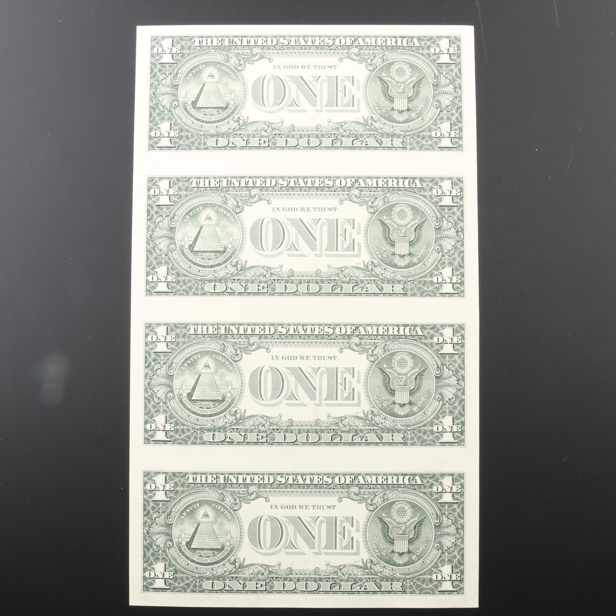Group of Three Uncut U.S. Currency Sheets | EBTH