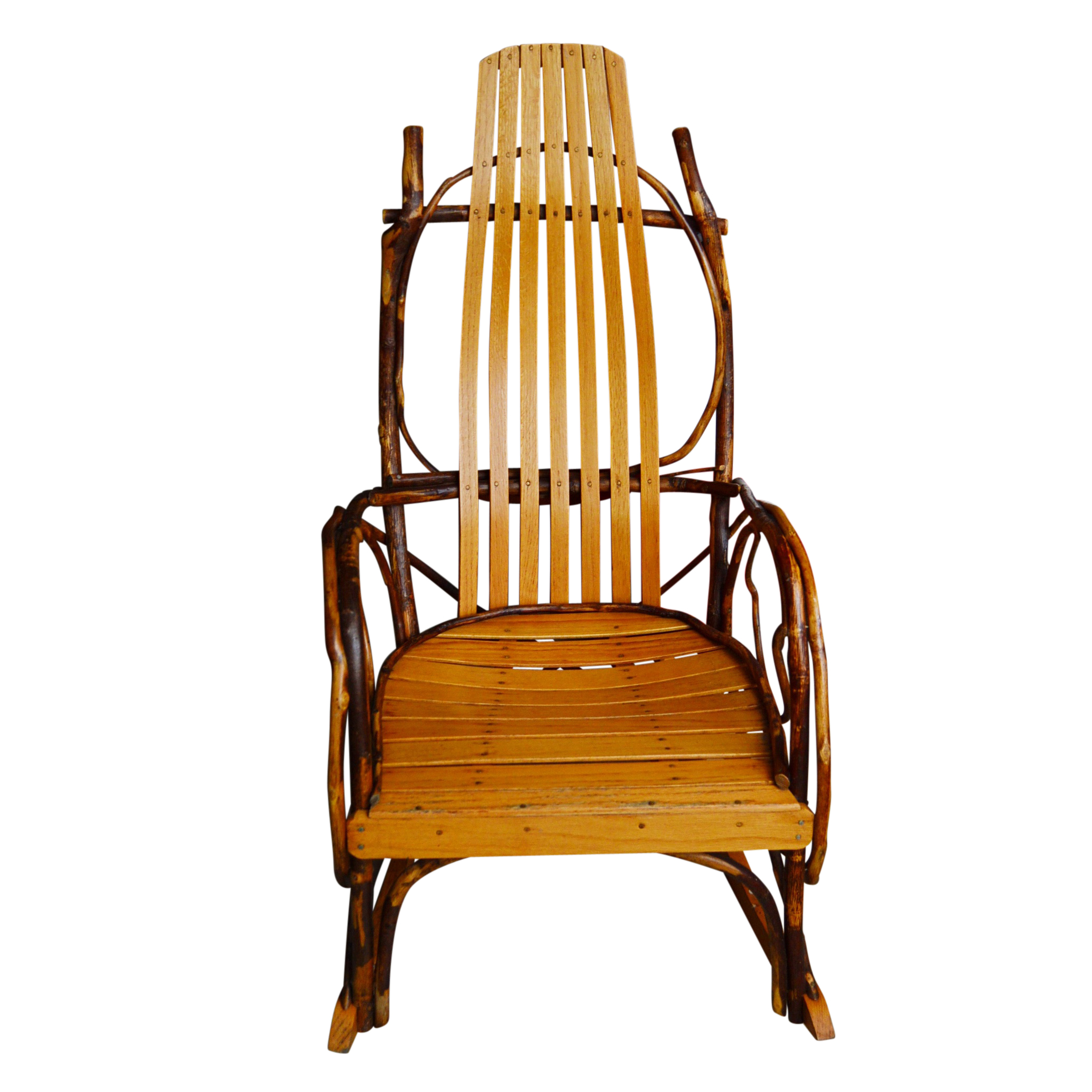 Hickory and Oak Adirondack Style Rocking Chair | EBTH