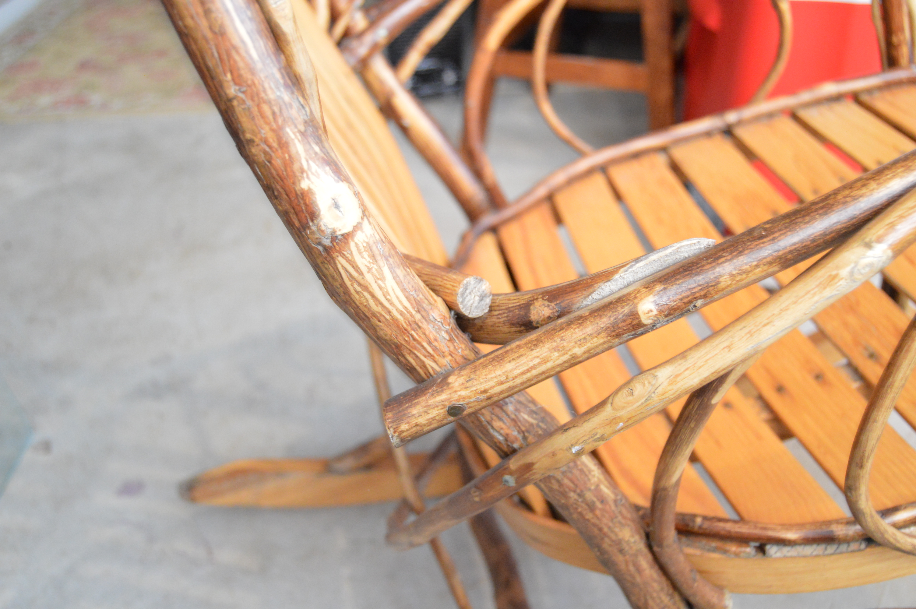 Hickory and Oak Adirondack Style Rocking Chair | EBTH