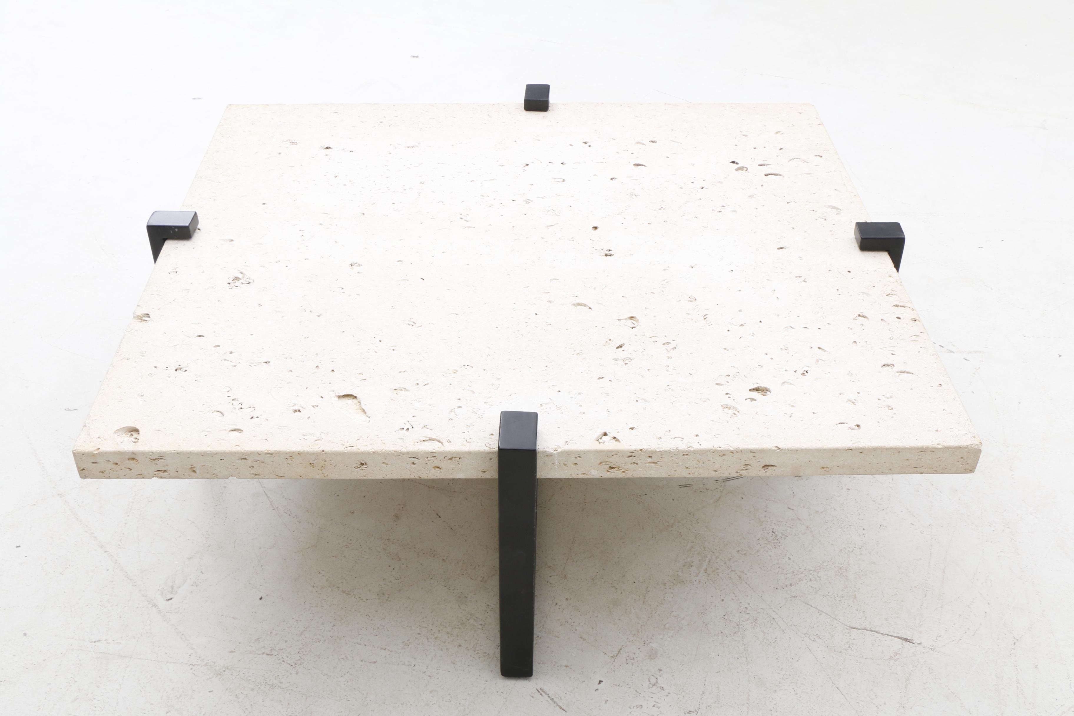 Metal X-Frame Table Base with Travertine Top | EBTH