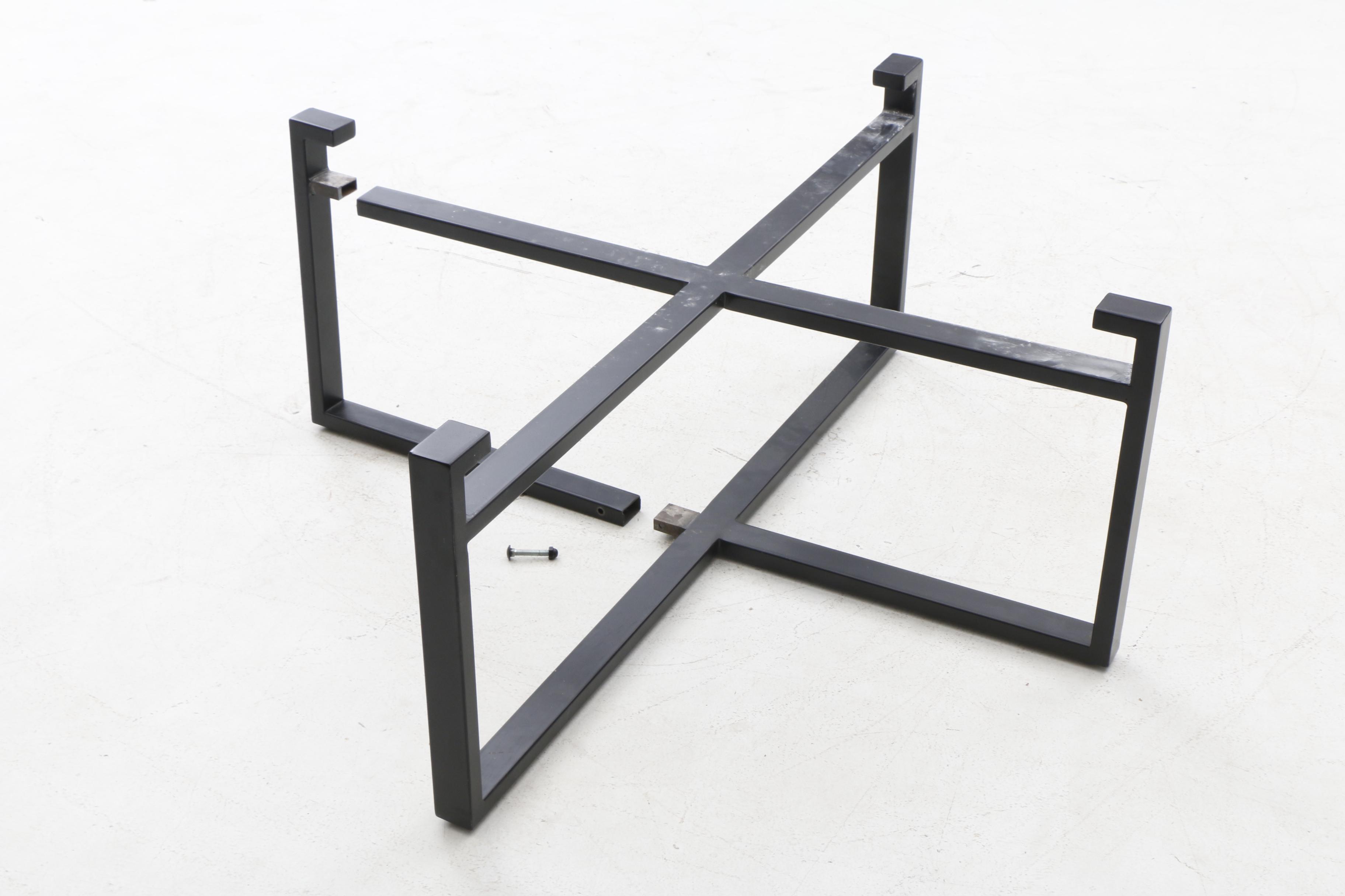 Metal X-Frame Table Base with Travertine Top | EBTH