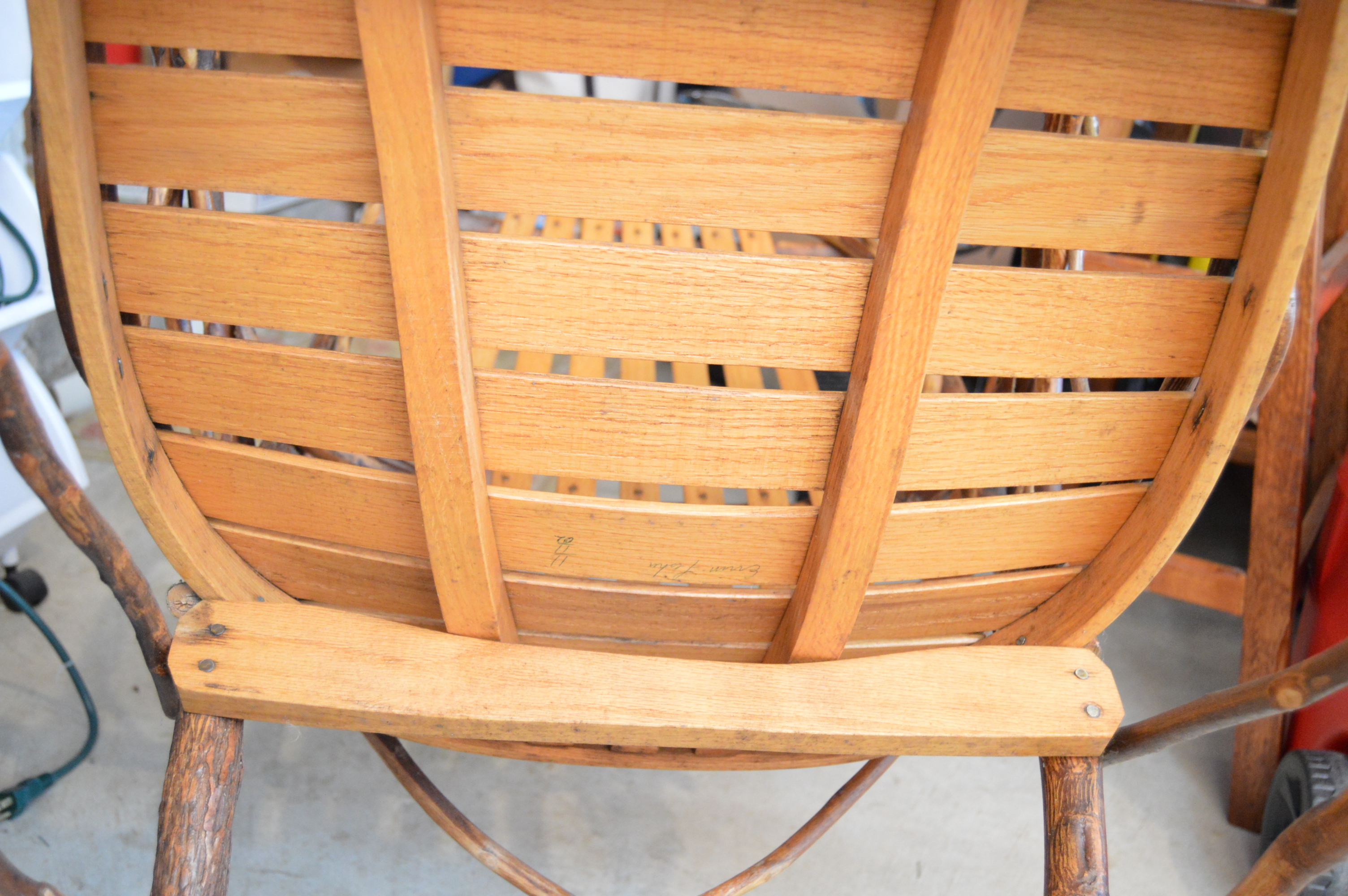 Hickory and Oak Adirondack Style Rocking Chair | EBTH