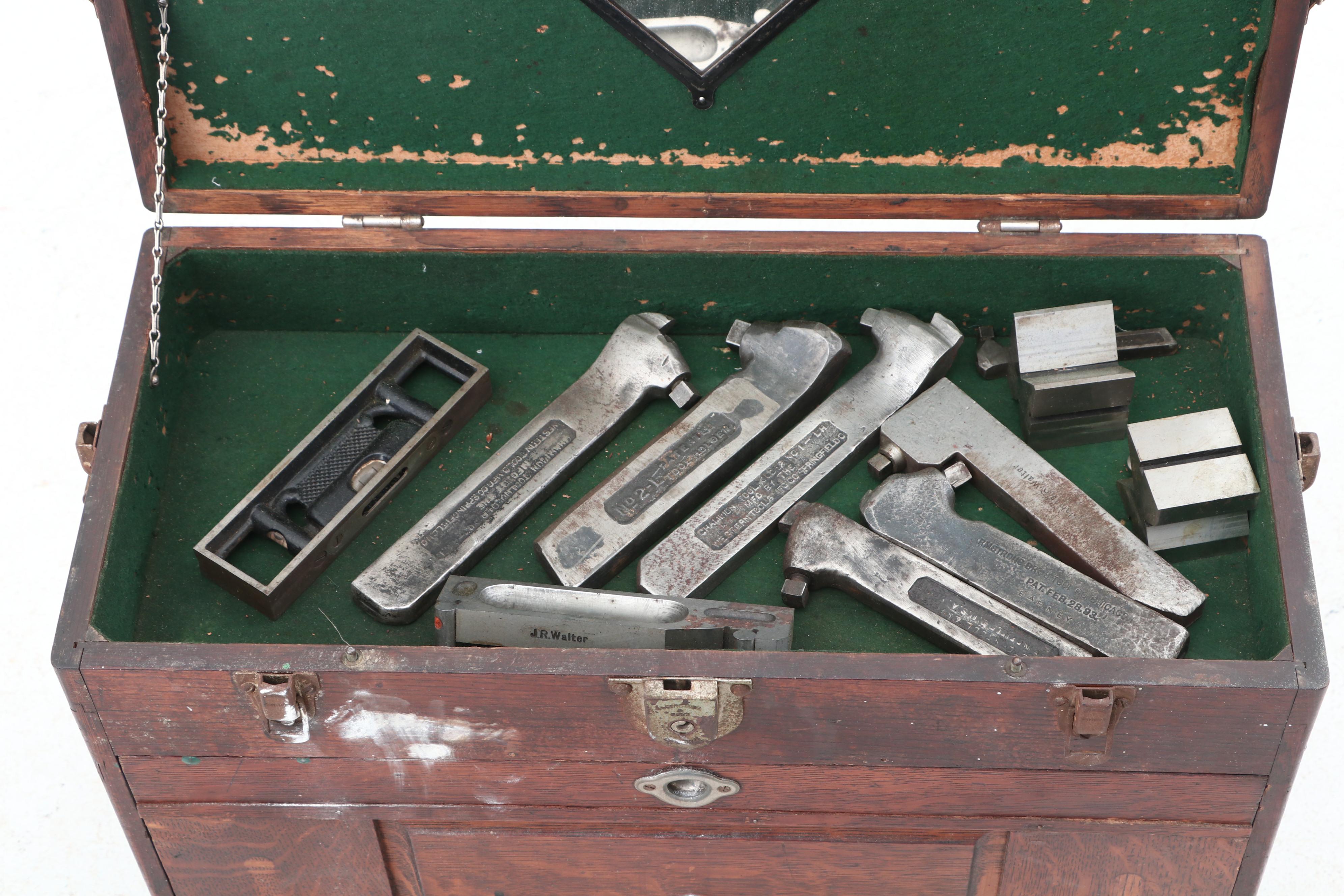 H. Gerstner & Sons Personalized Oak Machinist Tool Box with Tools ...