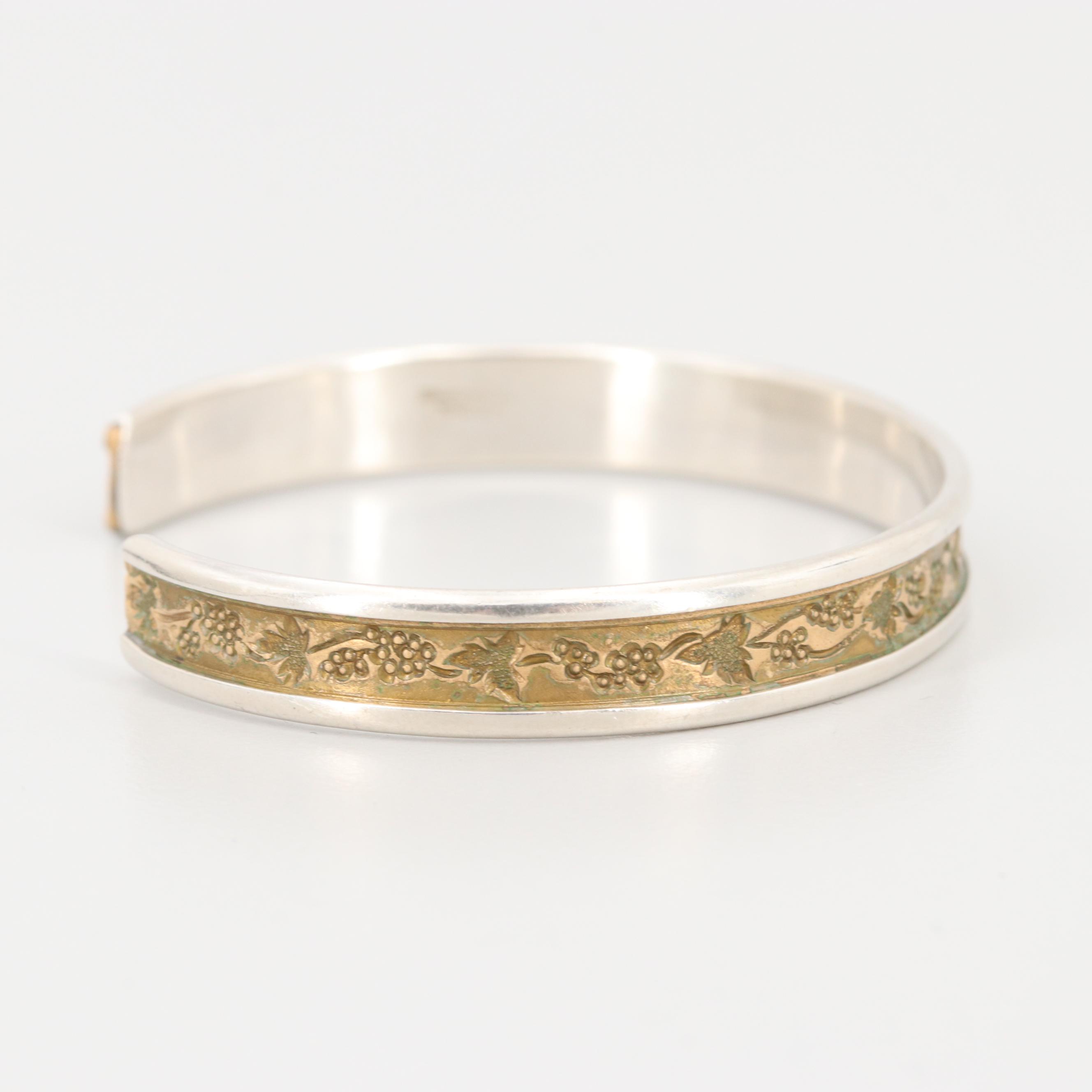 Ed Levin Sterling Silver Cuff Bracelet with Bronze Accent | EBTH