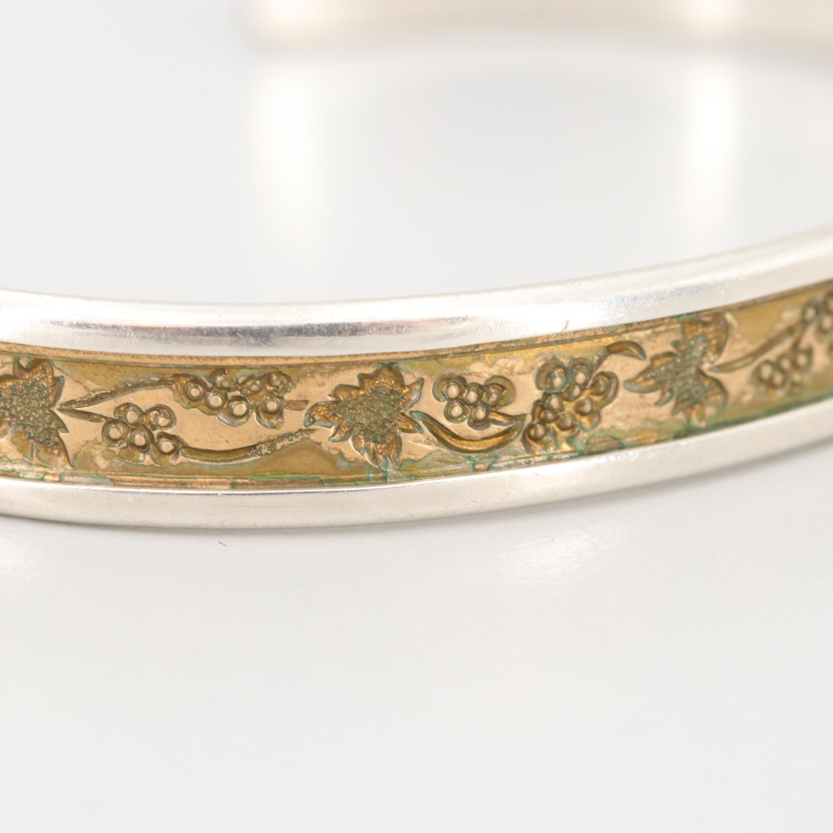 Ed Levin Sterling Silver Cuff Bracelet with Bronze Accent | EBTH