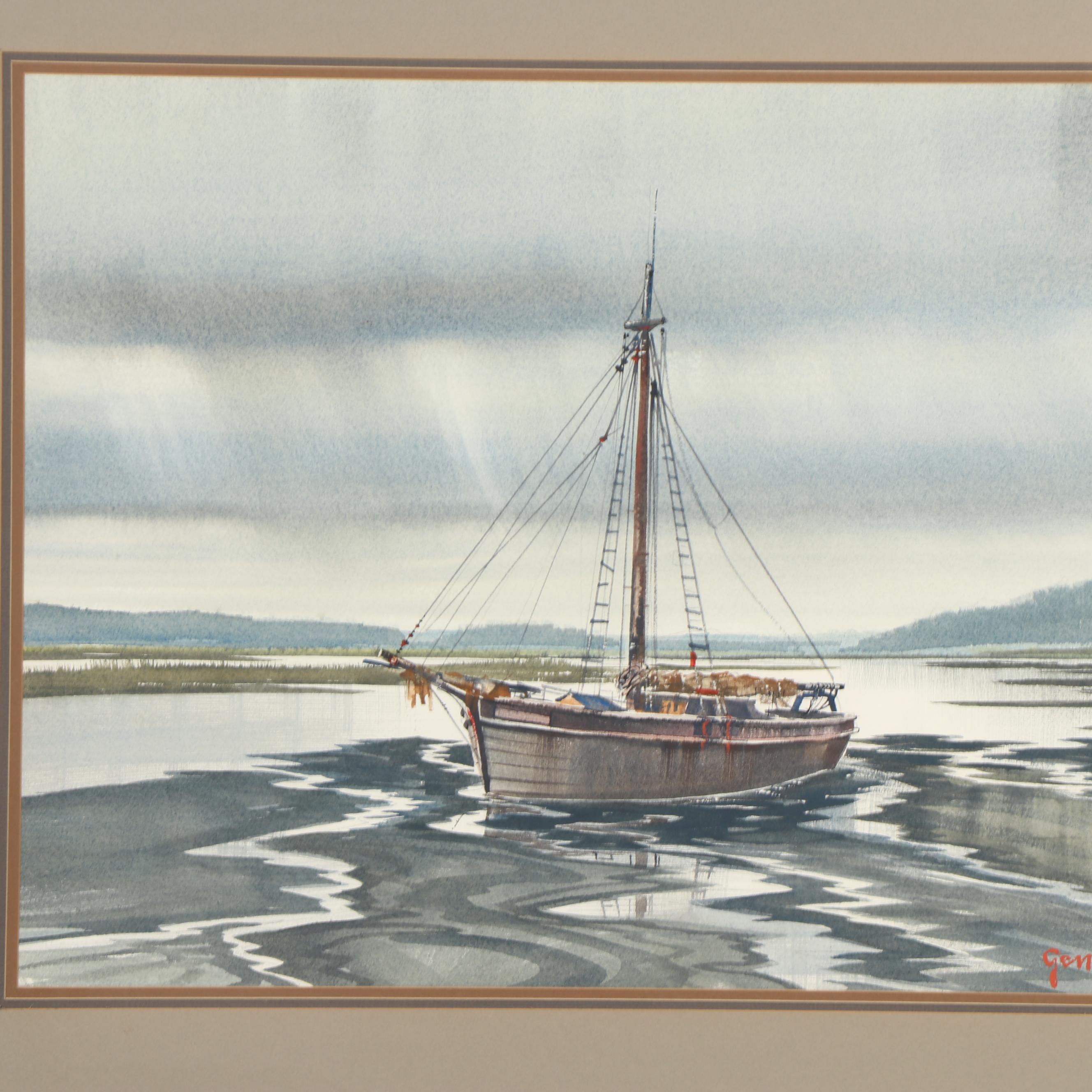 A. C. Gentry 1981 Nautical Watercolor Painting | EBTH