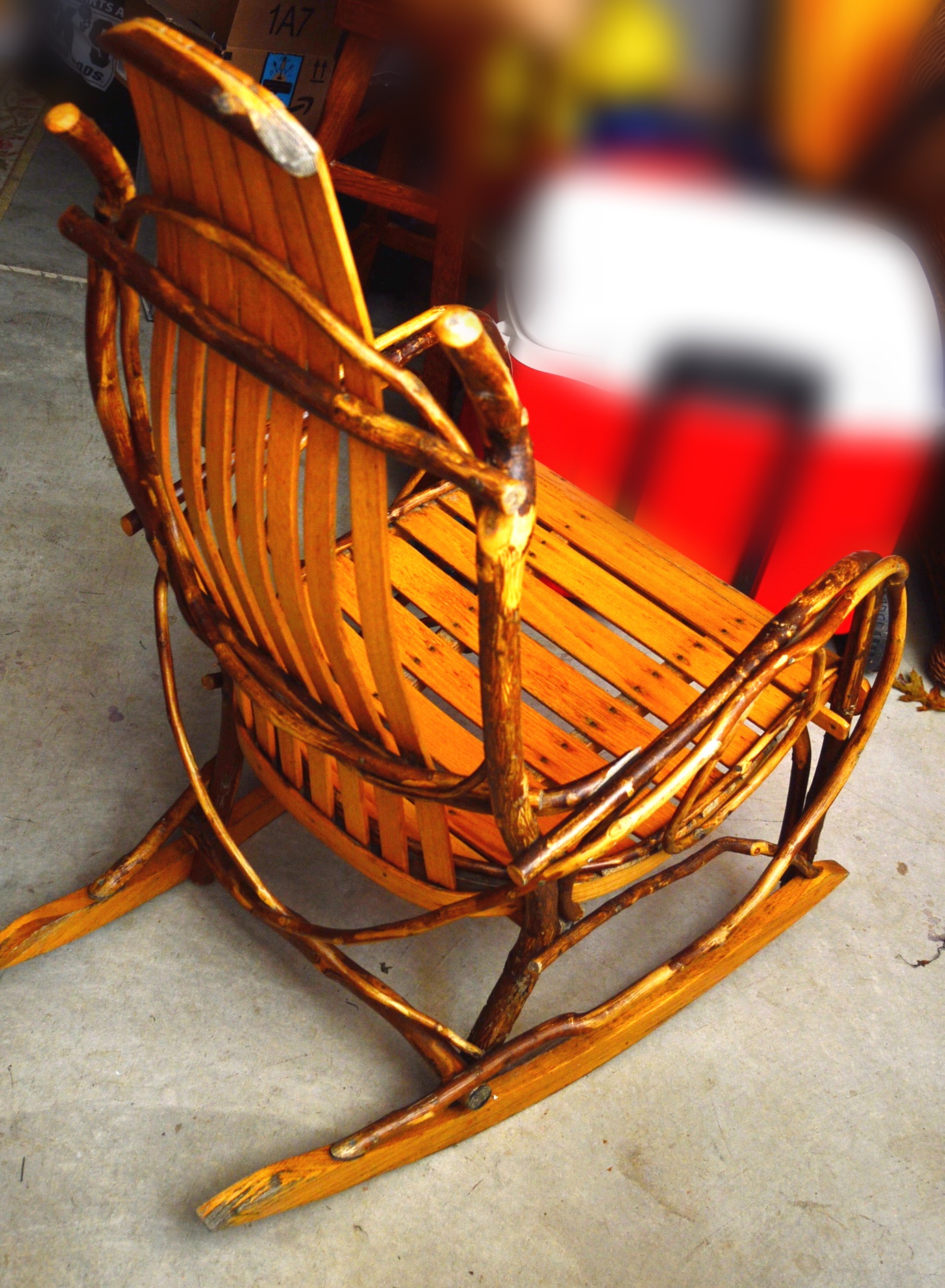 Hickory and Oak Adirondack Style Rocking Chair | EBTH