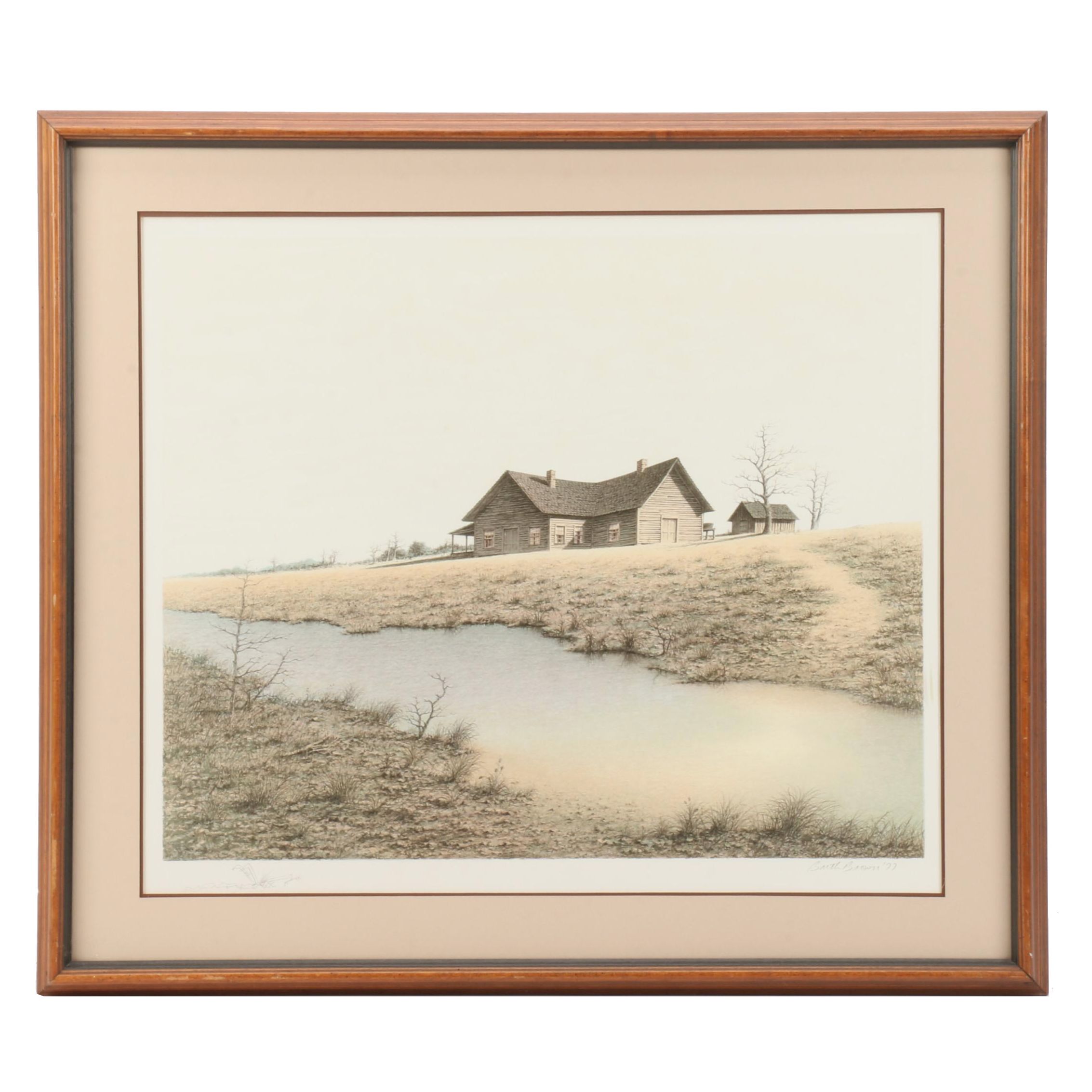 Butler Brown 1977 Color Lithograph "The Old Georgia Farmhouse" | EBTH