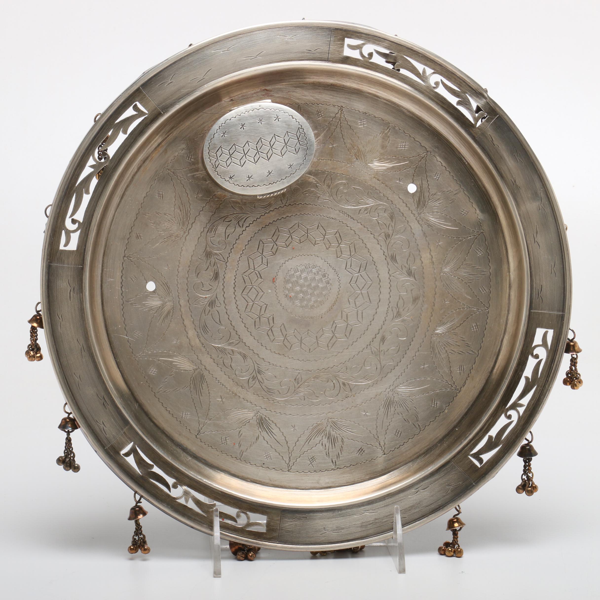 Vintage Indian Silver Plate Ceremonial Tray and Metal Trinket Box | EBTH