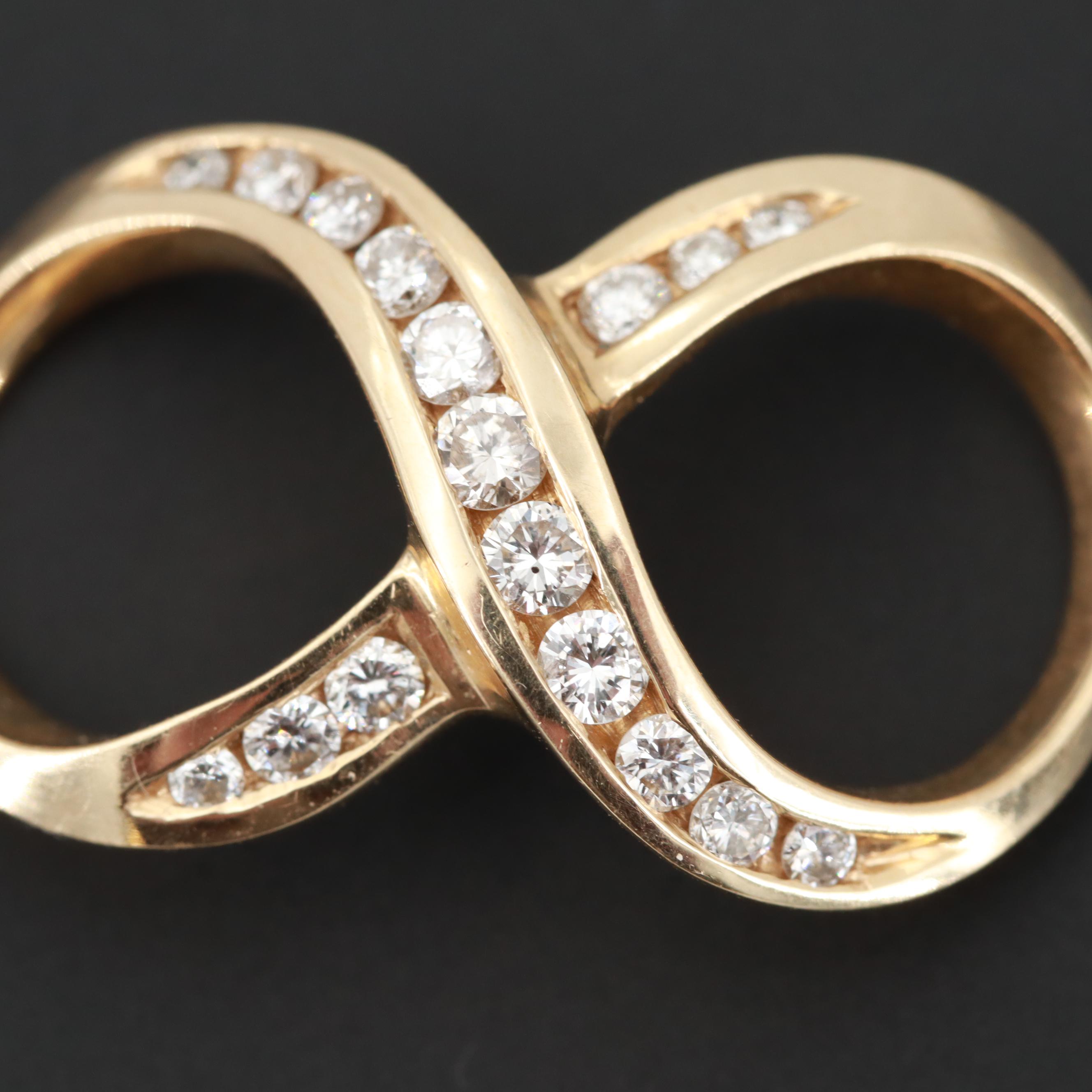 14K Yellow Gold Diamond Infinity Slide Pendant | EBTH
