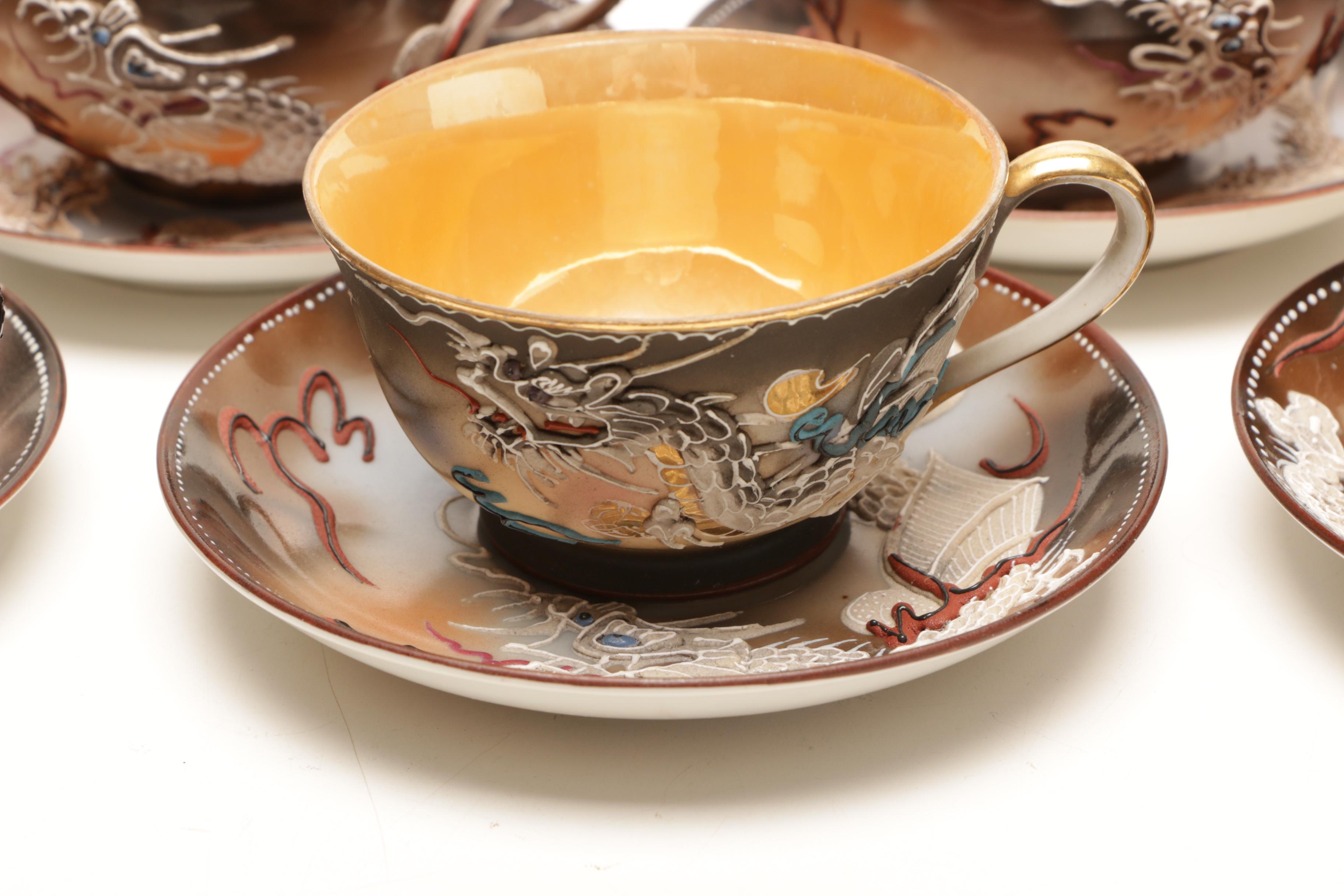 Takito Japanese Moriage Dragonware Porcelain Tea Set | EBTH