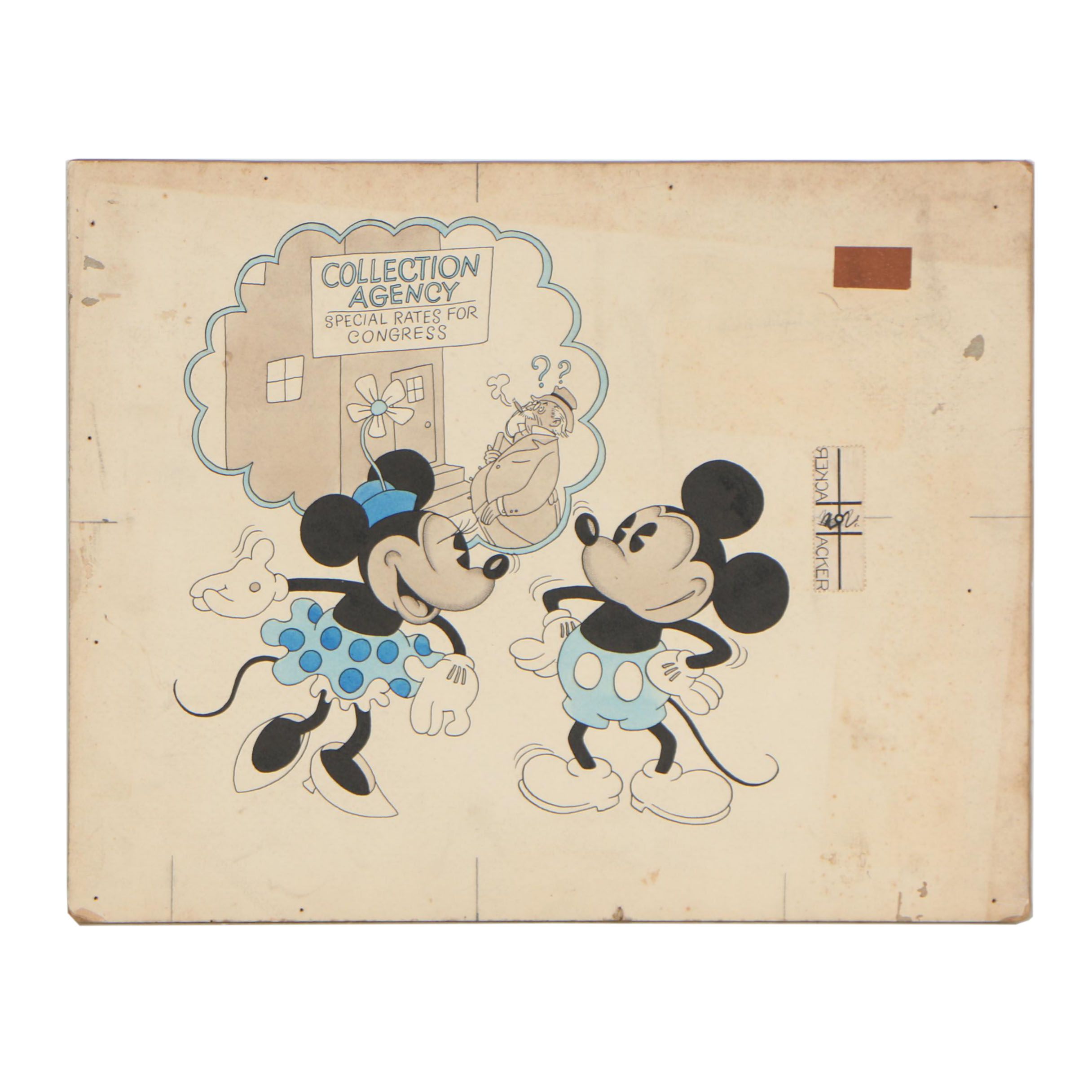 Walt Disney Studios Ink Illustration for Redbook "Mickey Mouse on ...