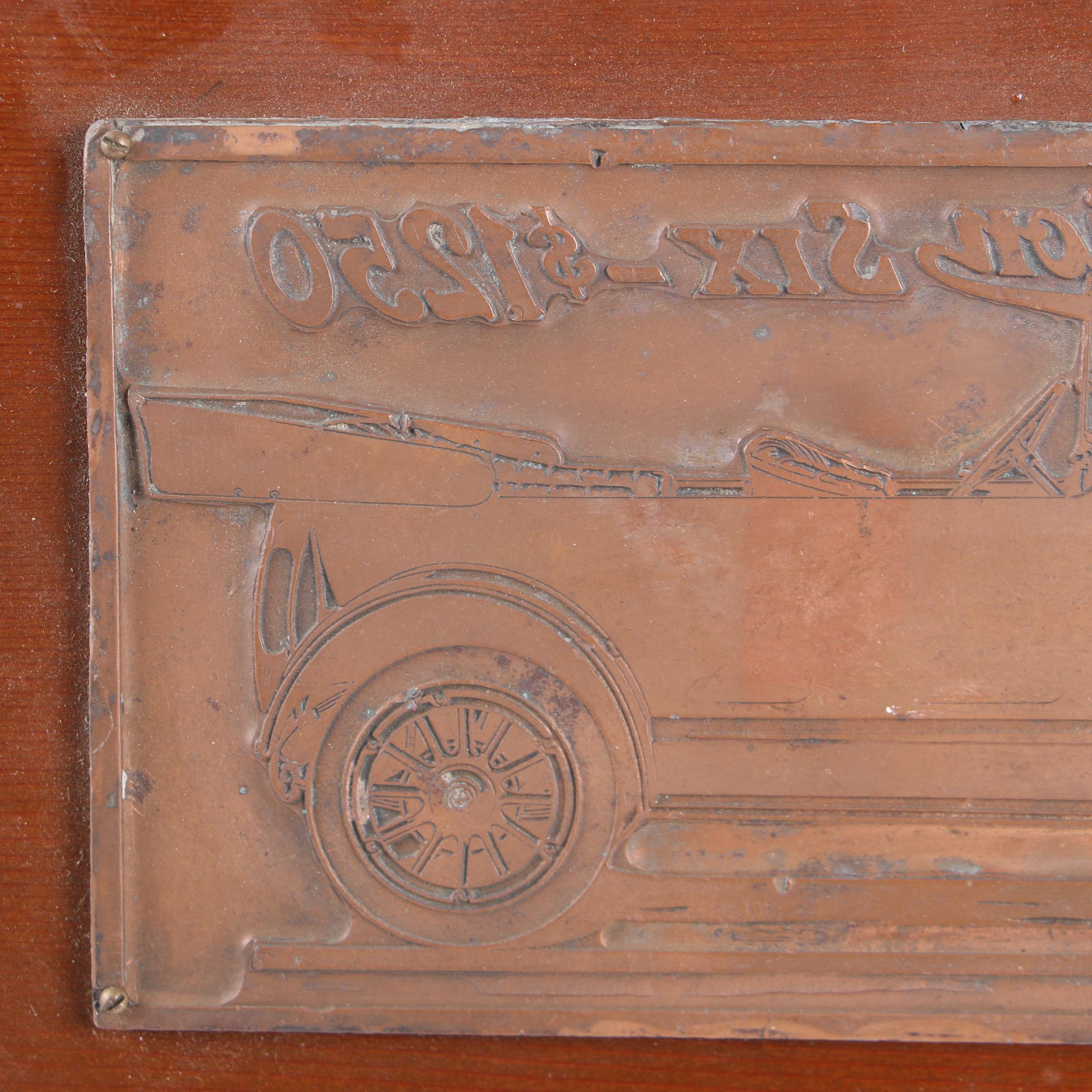 Mounted Marion-Handley "Six" Copper Advertisement Printing Block, 1916 ...