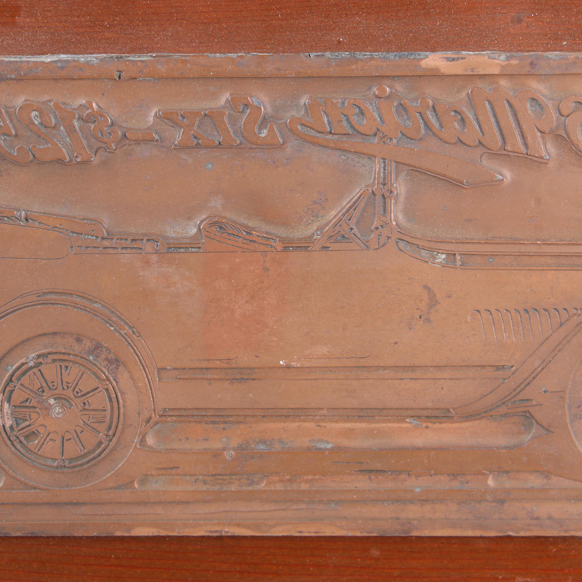 Mounted Marion-Handley "Six" Copper Advertisement Printing Block, 1916 ...