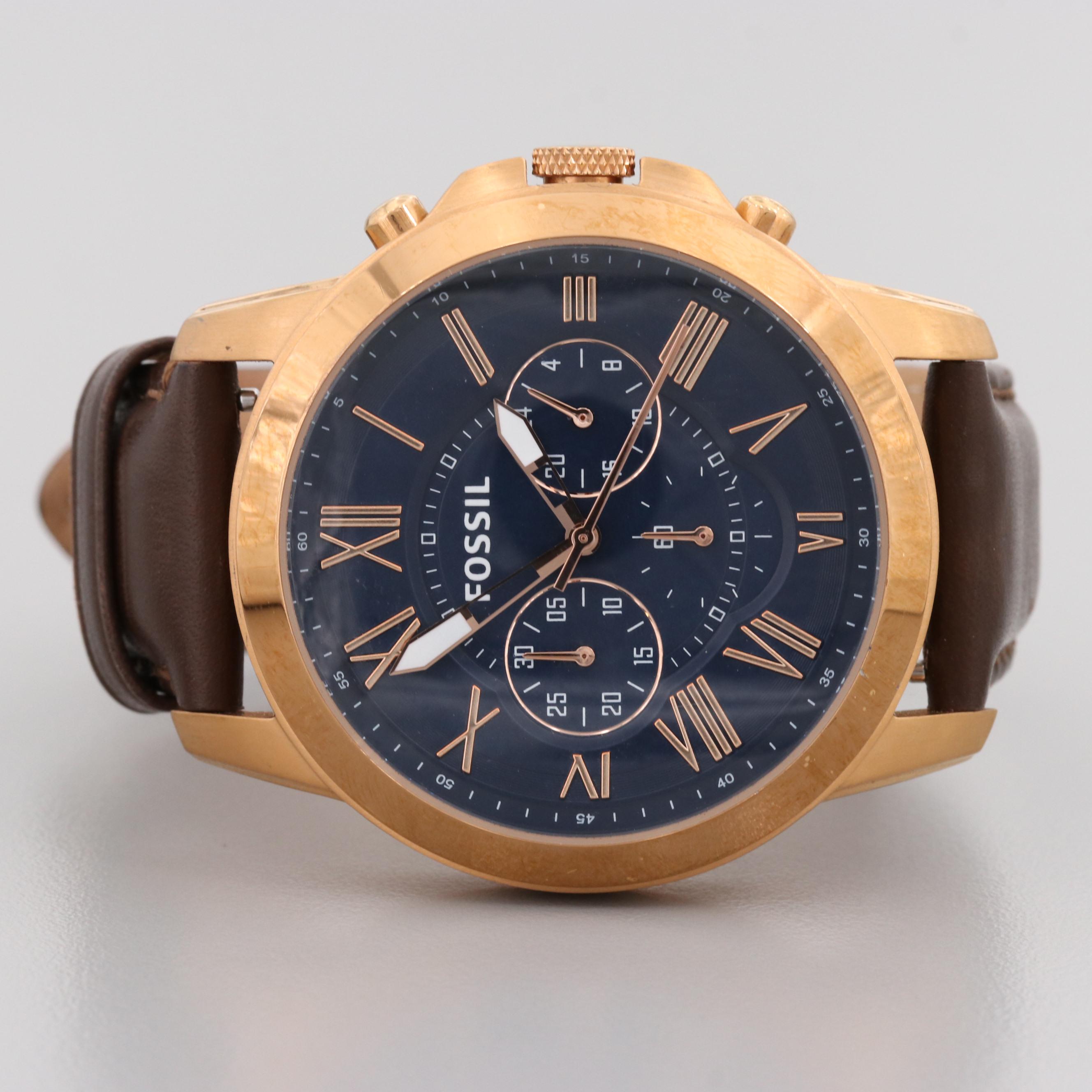 Fossil Grant Rose Gold Tone Quartz Chronograph Wristwatch | EBTH
