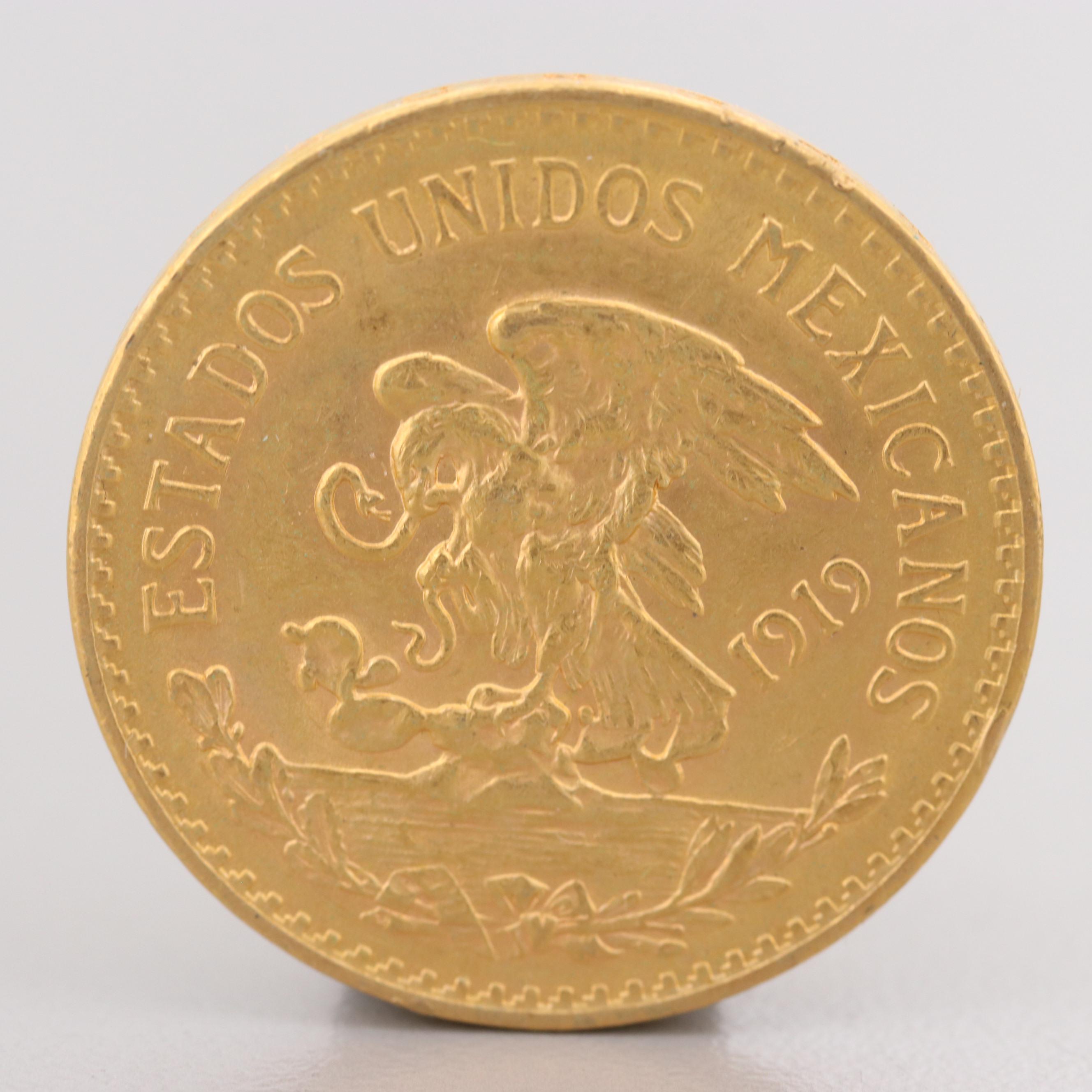 1919 Mexico 20 Pesos Gold Coin | EBTH