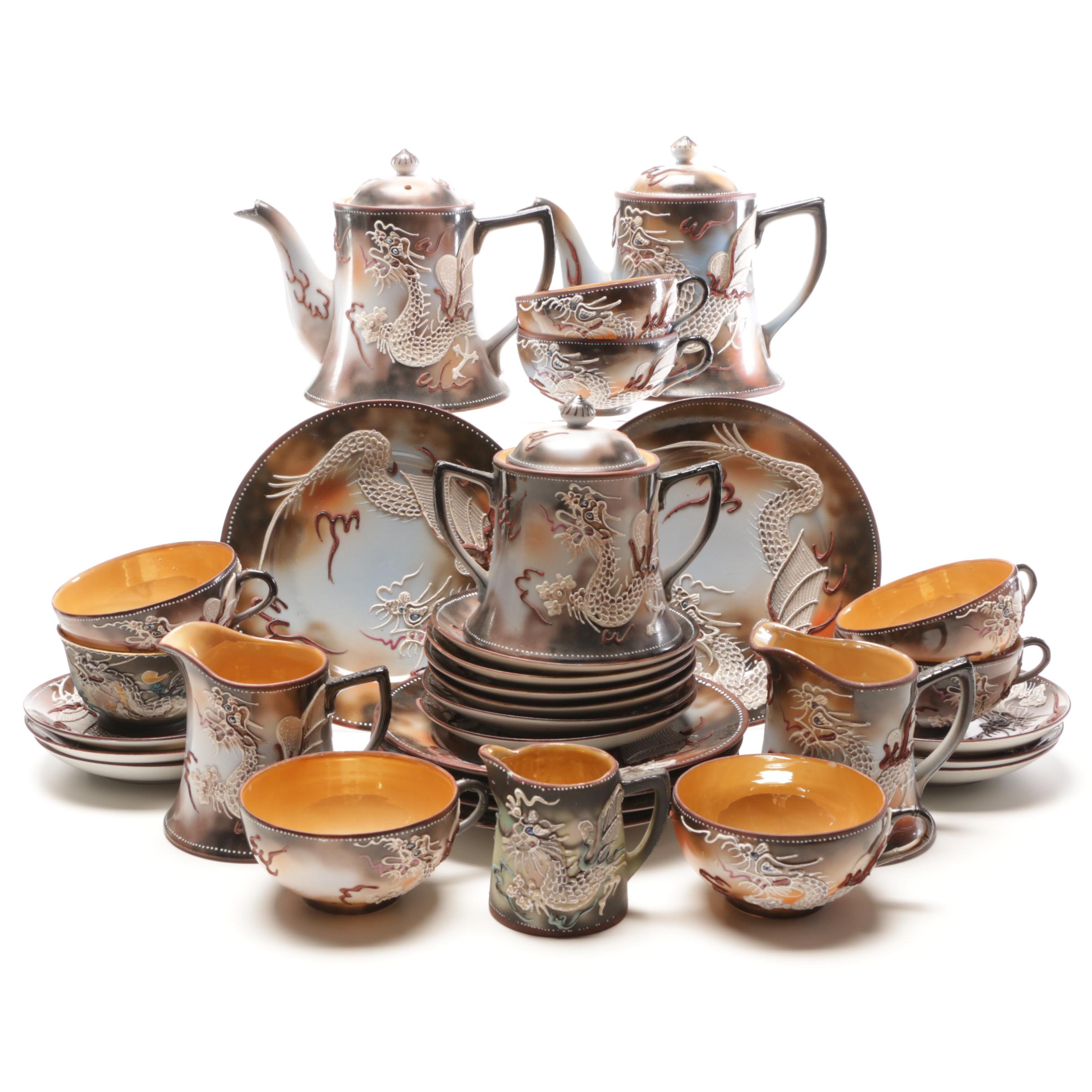 Takito Japanese Moriage Dragonware Porcelain Tea Set | EBTH