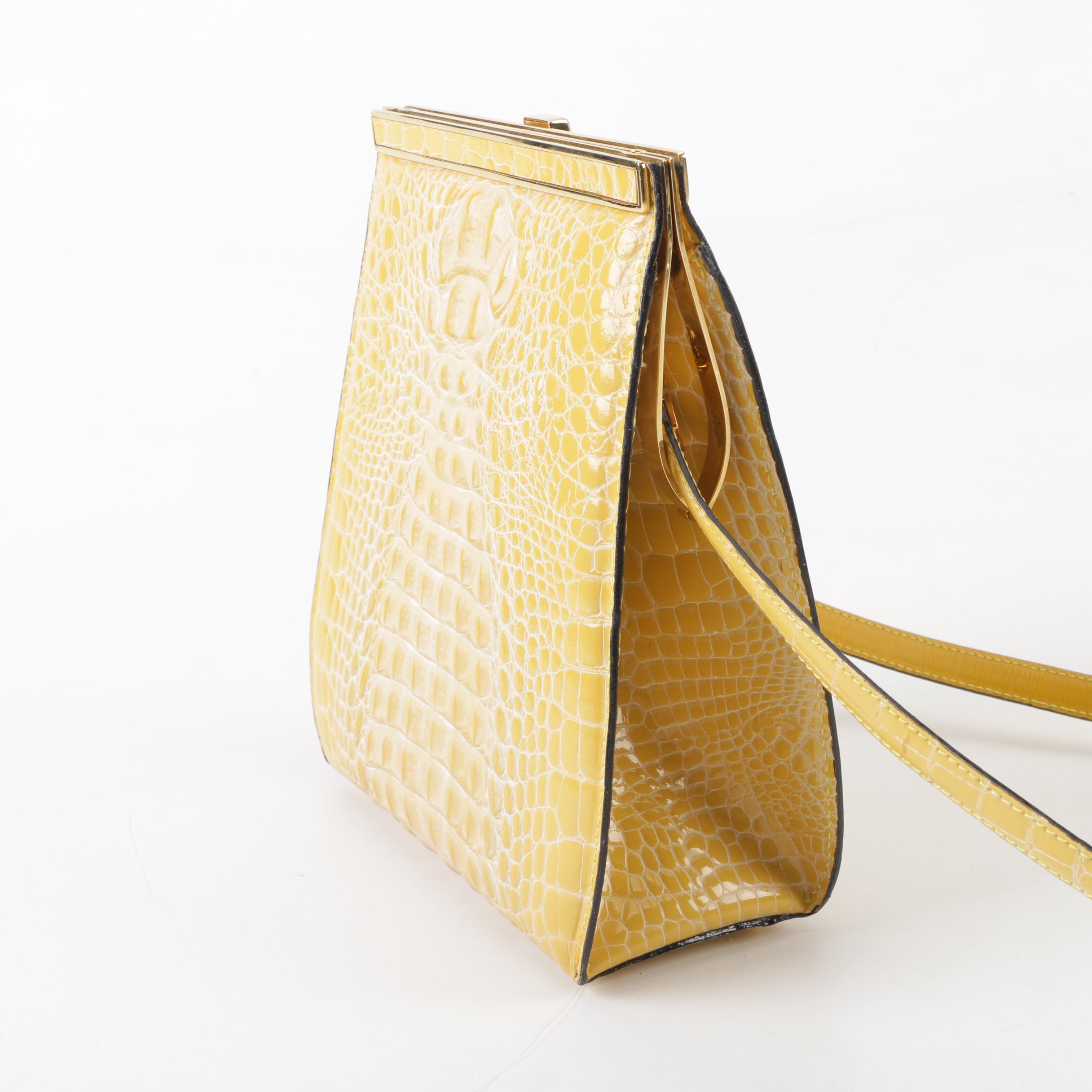 Retta Wolff Canary Yellow "Ligator" Leather Frame Bag | EBTH