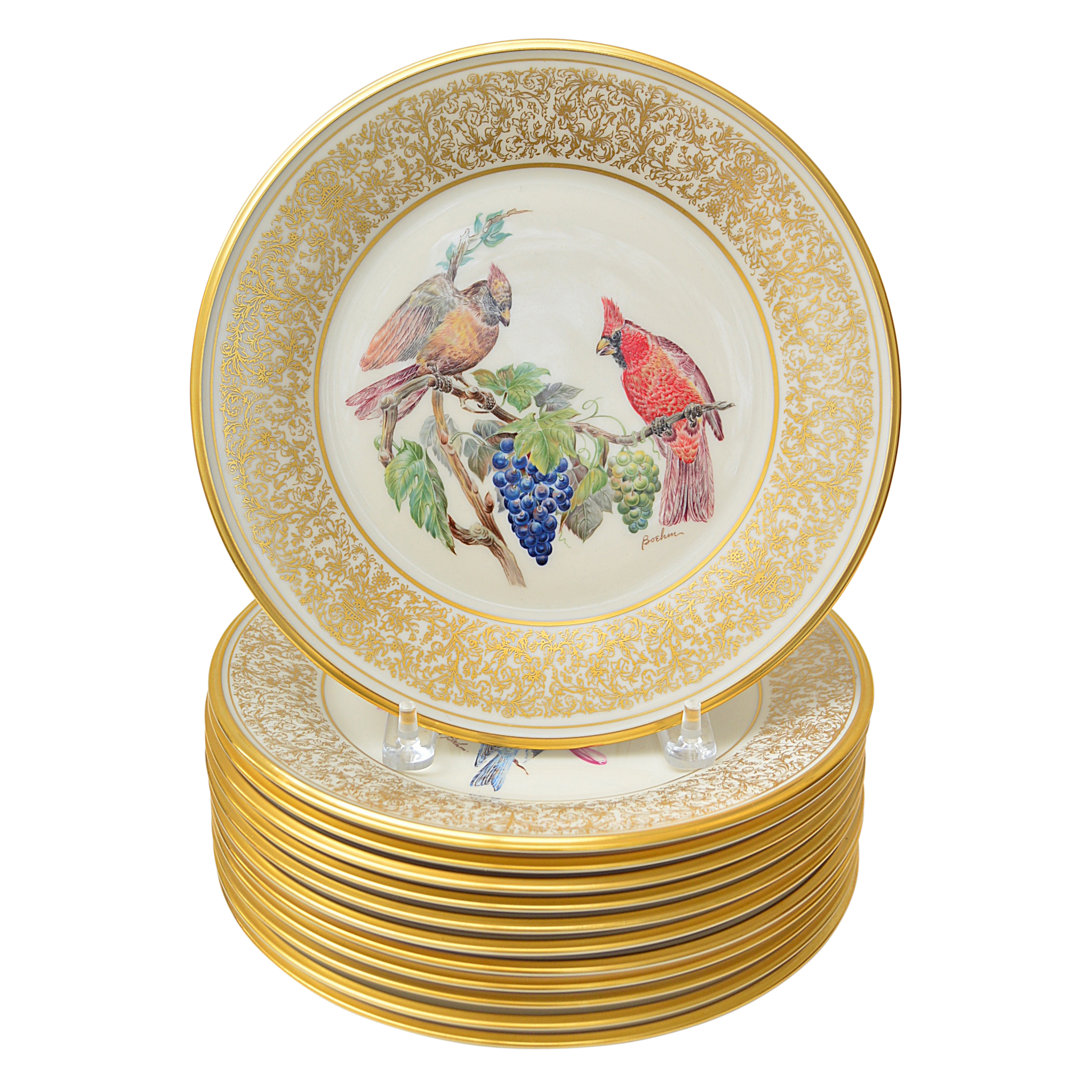 Set of Twelve Lenox Limited Edition Collectible Porcelain Bird Plates ...