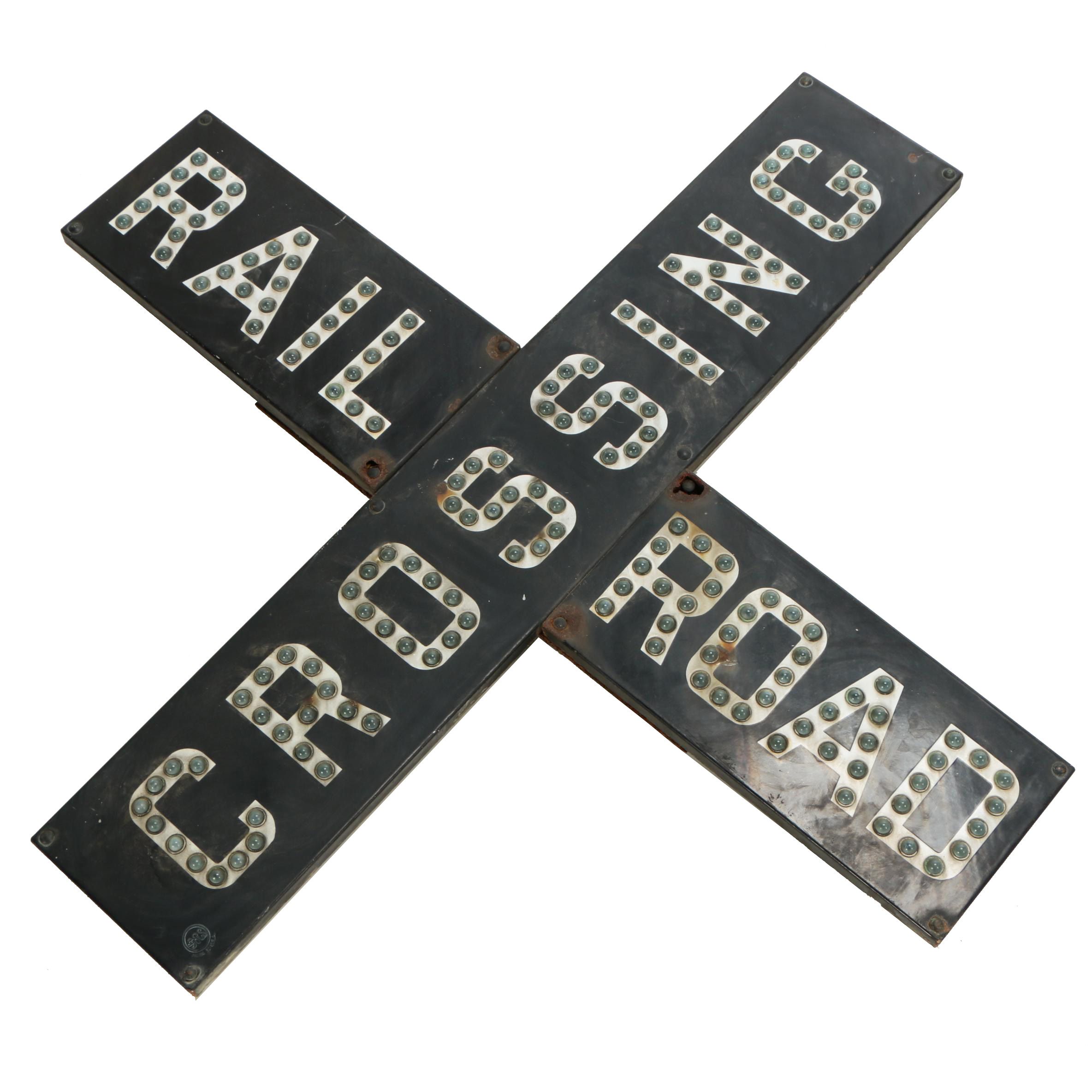 Crossbuck Railroad Crossing Gate Sign with "Cat Eye" Reflectors, 1930s ...