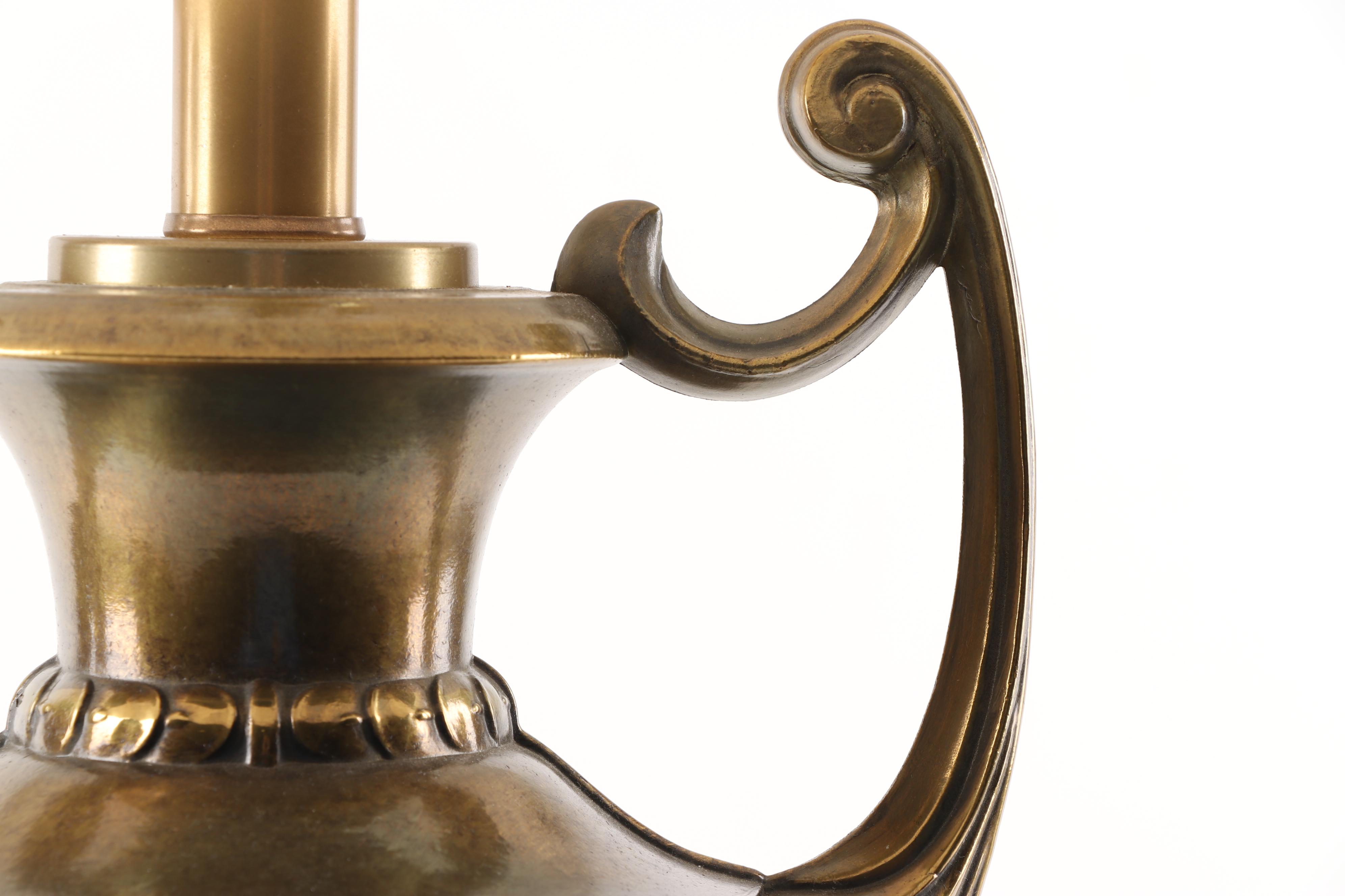 Brass and Ceramic Trophy Style Table Lamp with Shade | EBTH