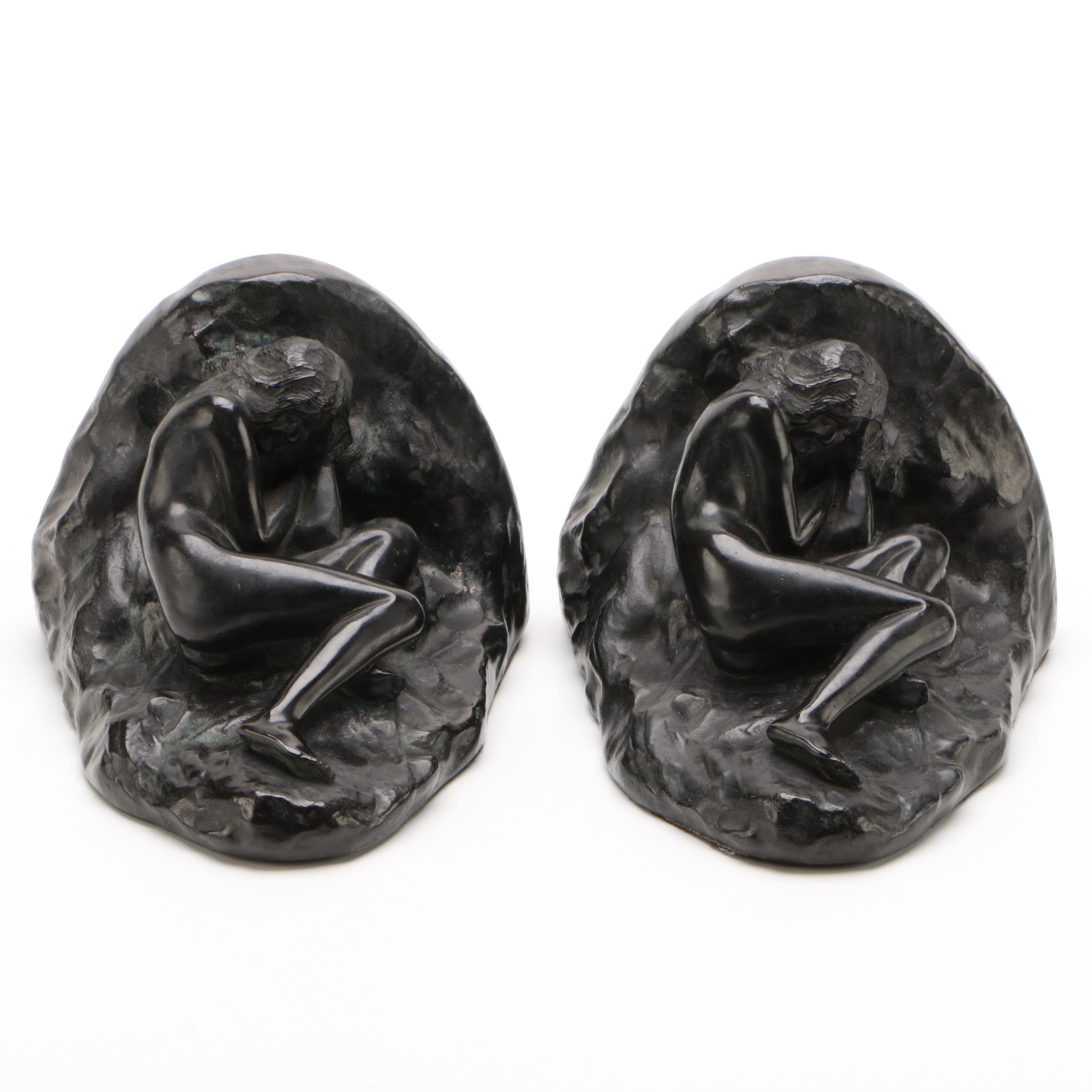 Ronson Bronze Clad "Sleeping Beauty" Bookends, 1920s, Designed by Louis ...