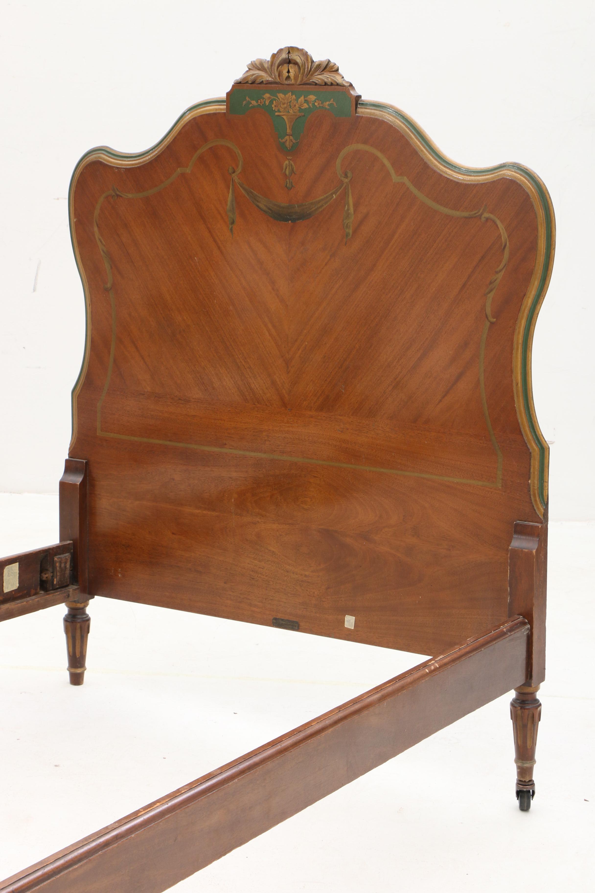 Two Hand Painted Antique Twin Bed Frames with Side Rails | EBTH