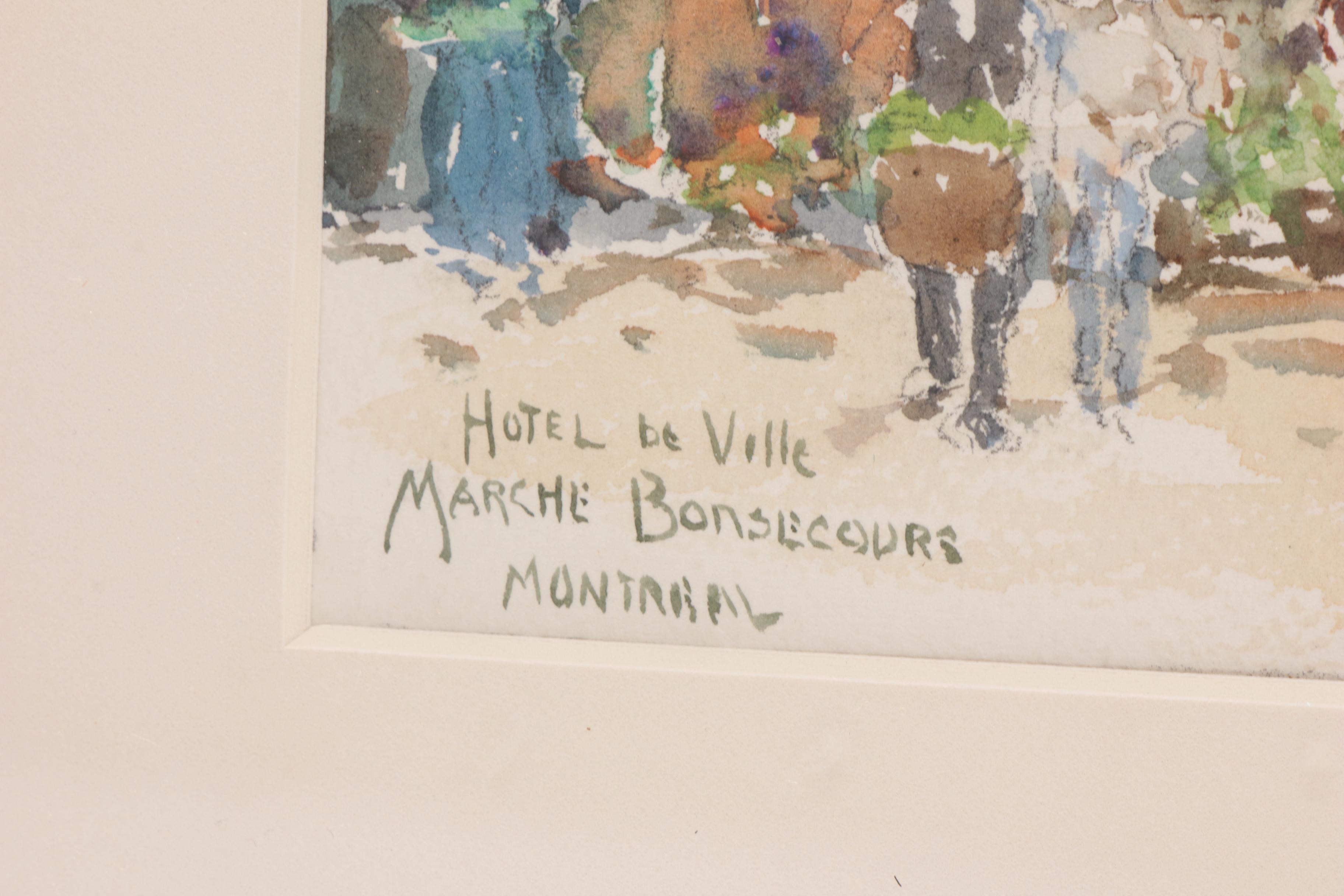 Paul Ashbrook 1935 Watercolor Painting "Hotel de Ville Marche ...