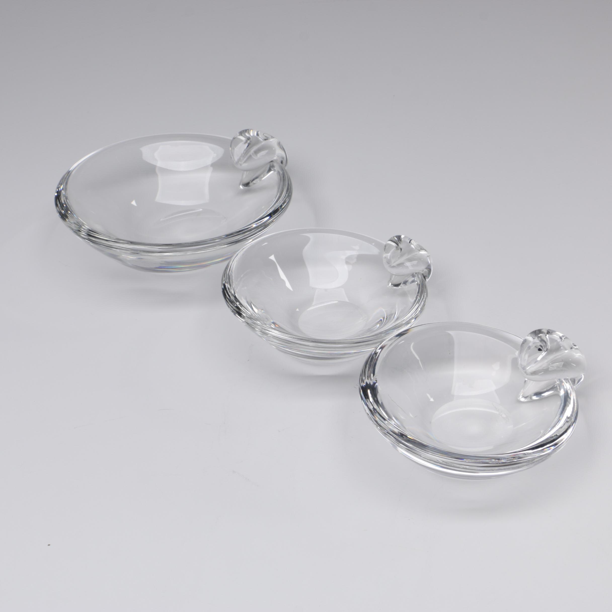Steuben Art Glass Ashtrays with Sloping Bowl Designed by David Hills ...