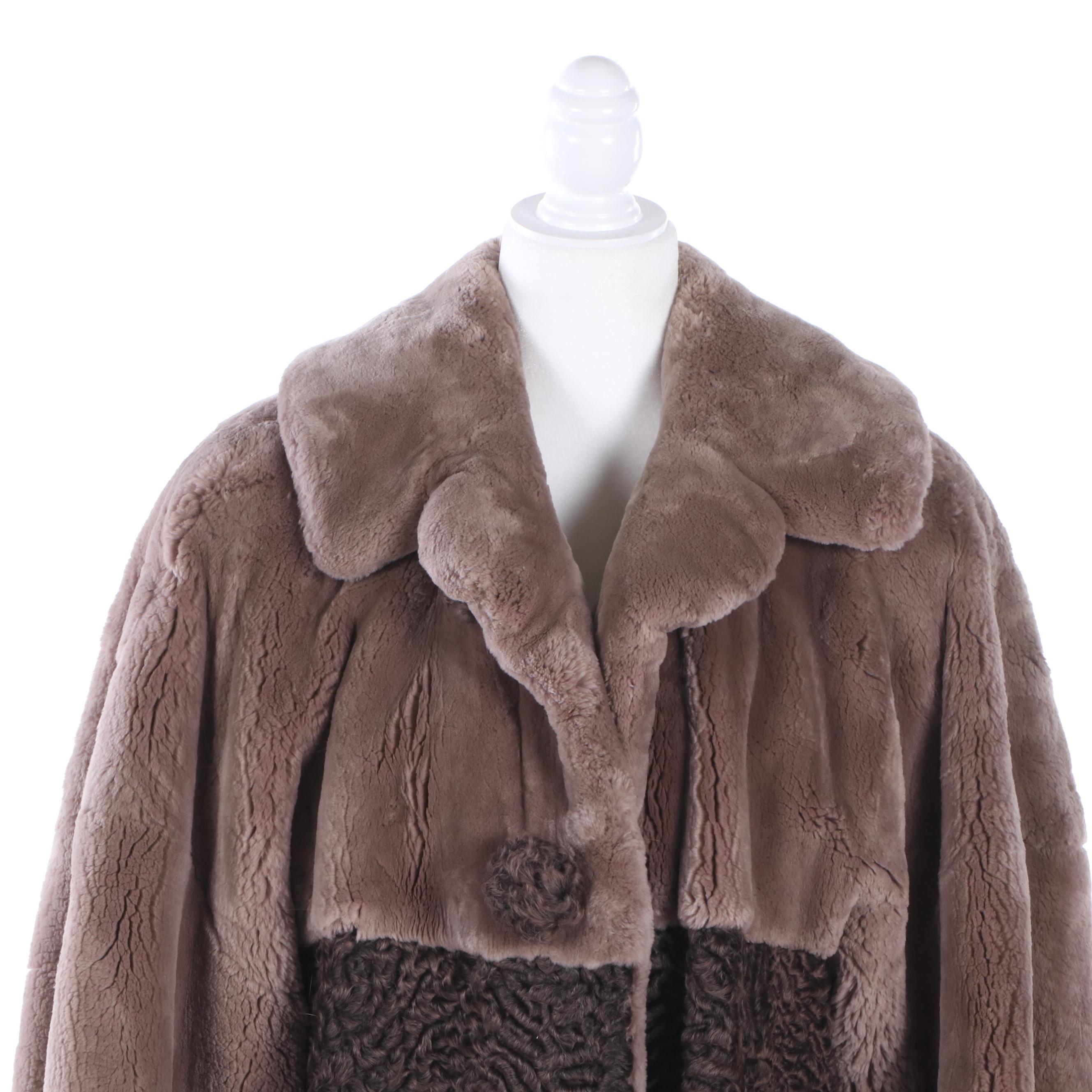 McComber Dyed Sheared Beaver and Dyed Persian Lamb Fur Coat, Made in ...