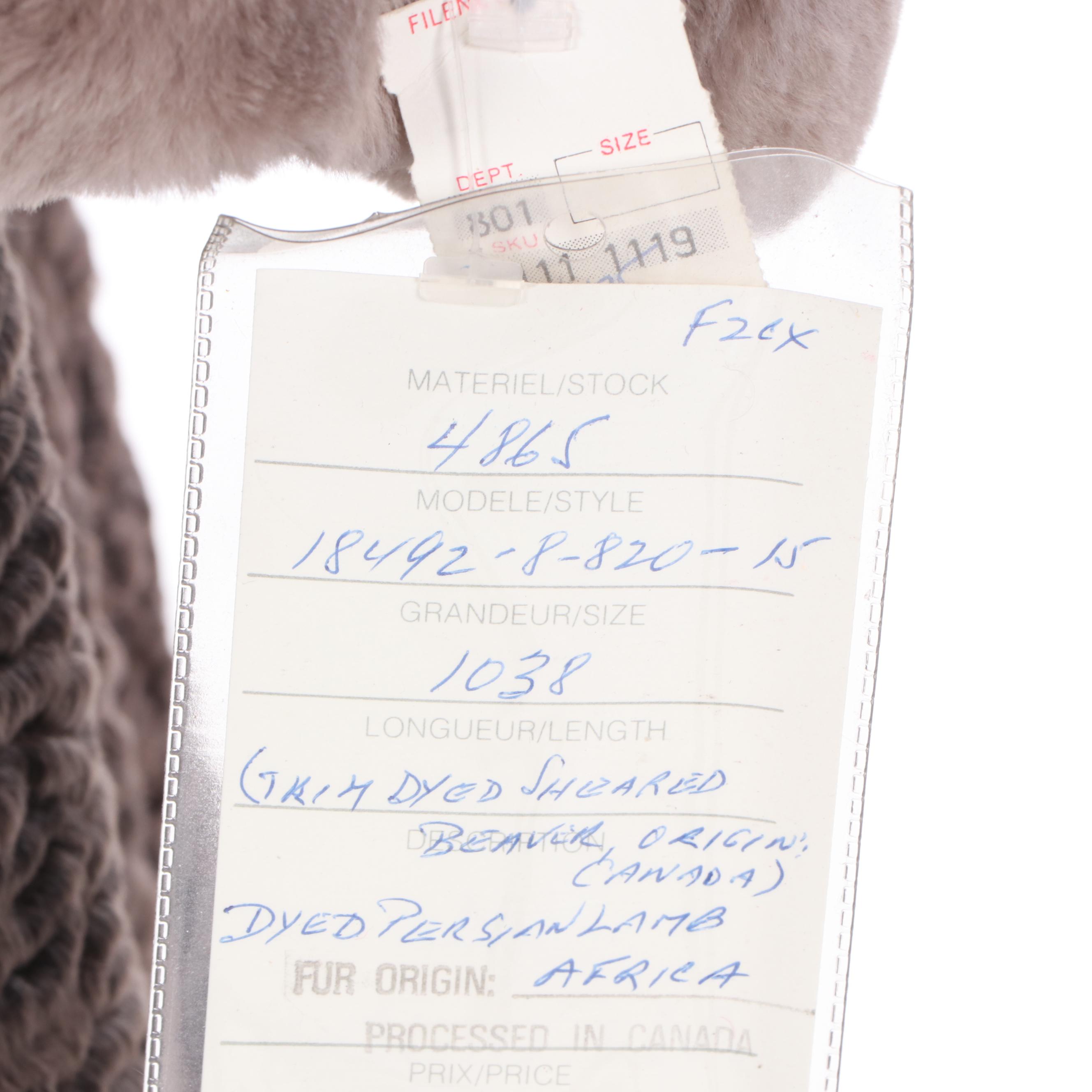 McComber Dyed Sheared Beaver and Dyed Persian Lamb Fur Coat, Made in ...