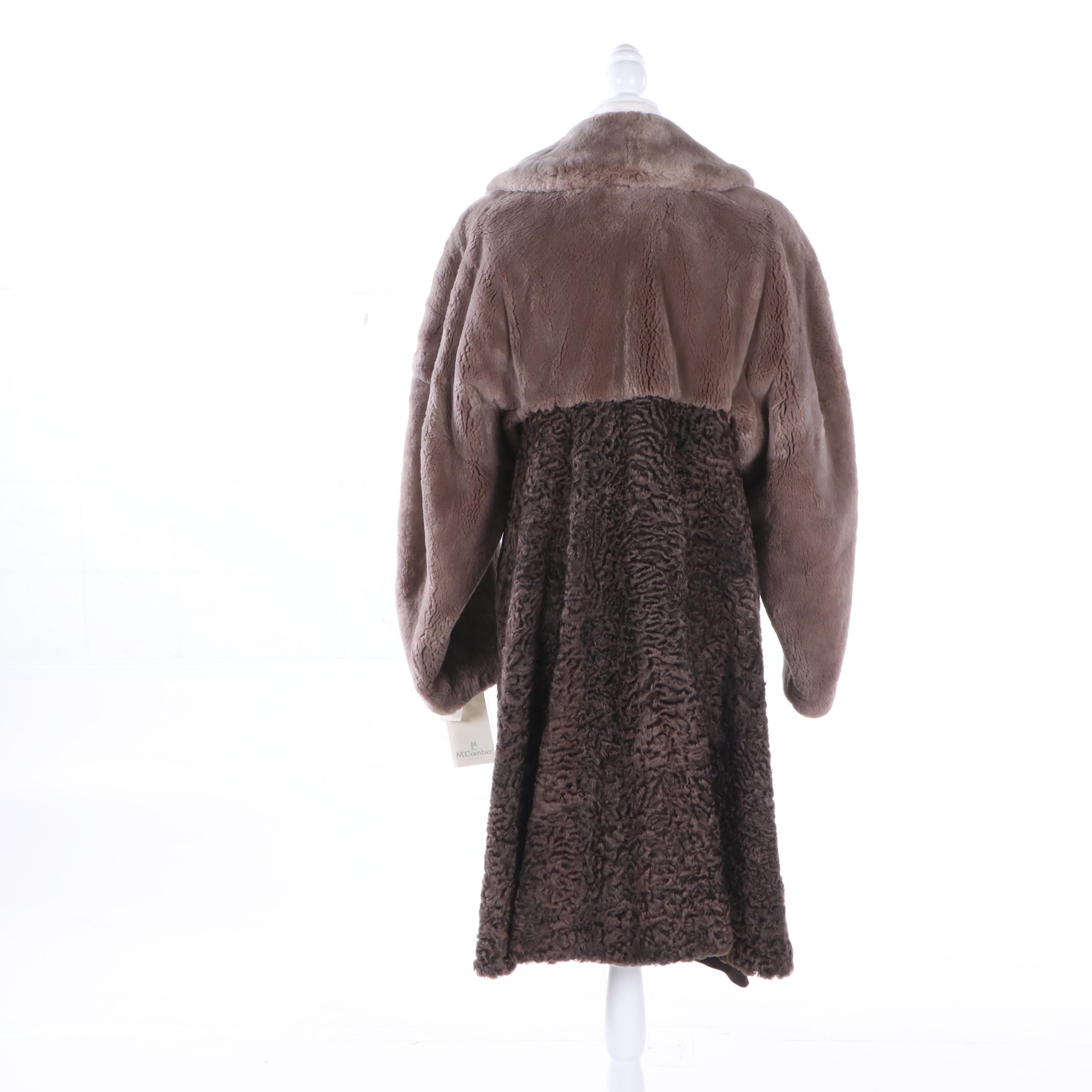 McComber Dyed Sheared Beaver and Dyed Persian Lamb Fur Coat, Made in ...