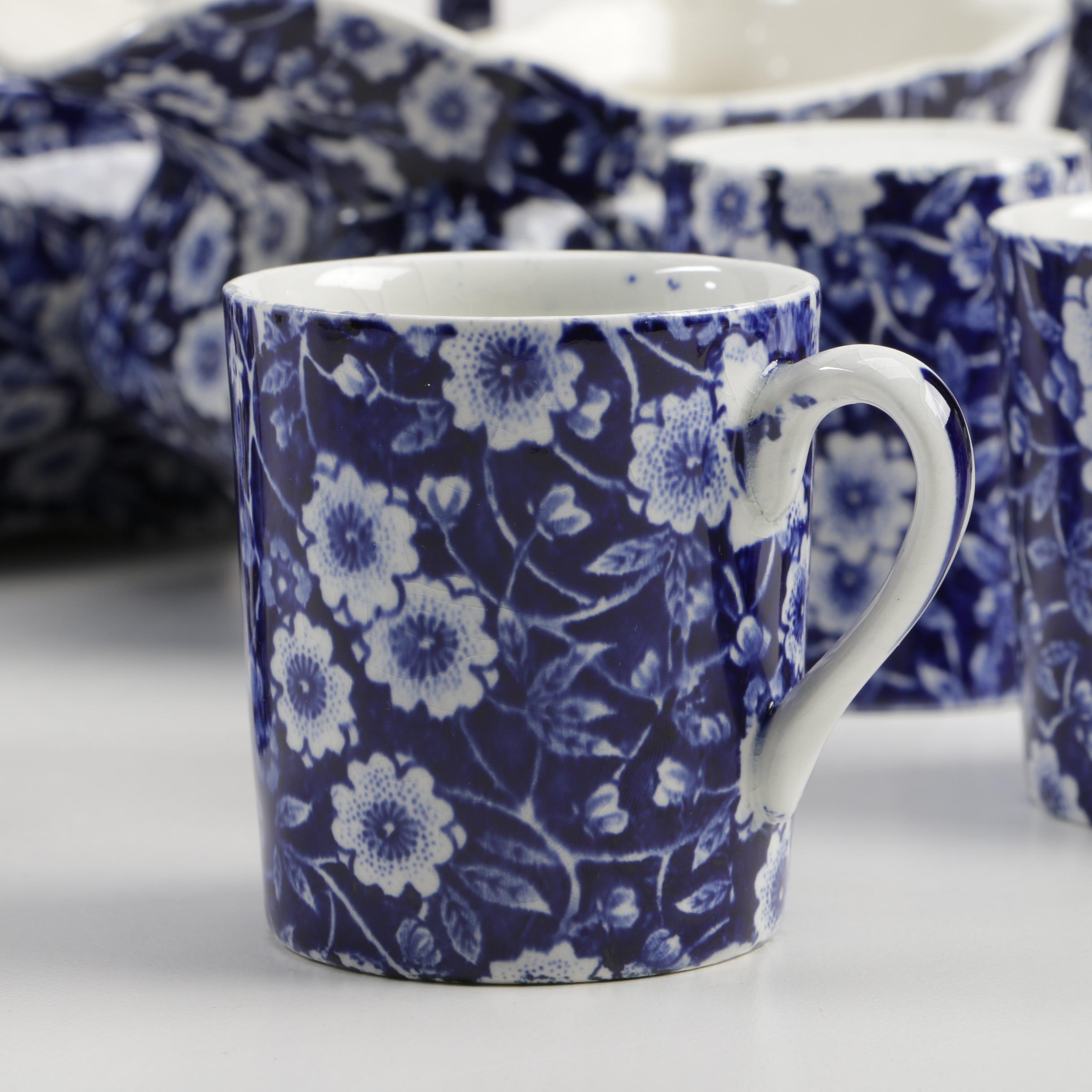 Crownford Staffordshire "Calico Blue" Ironstone Dinnerware and Serving ...