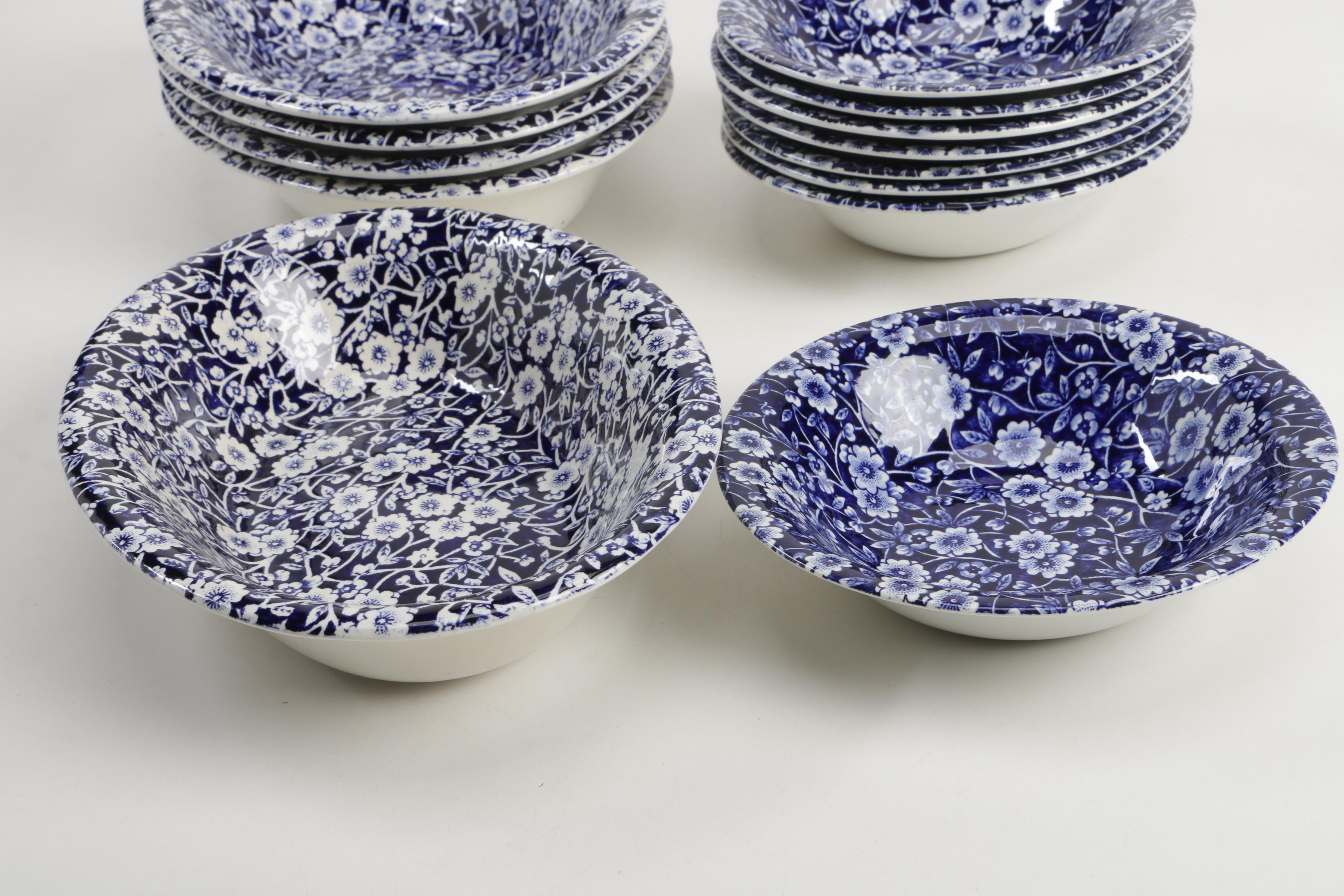 Crownford Staffordshire "Calico Blue" Ironstone Dinnerware and Serving ...