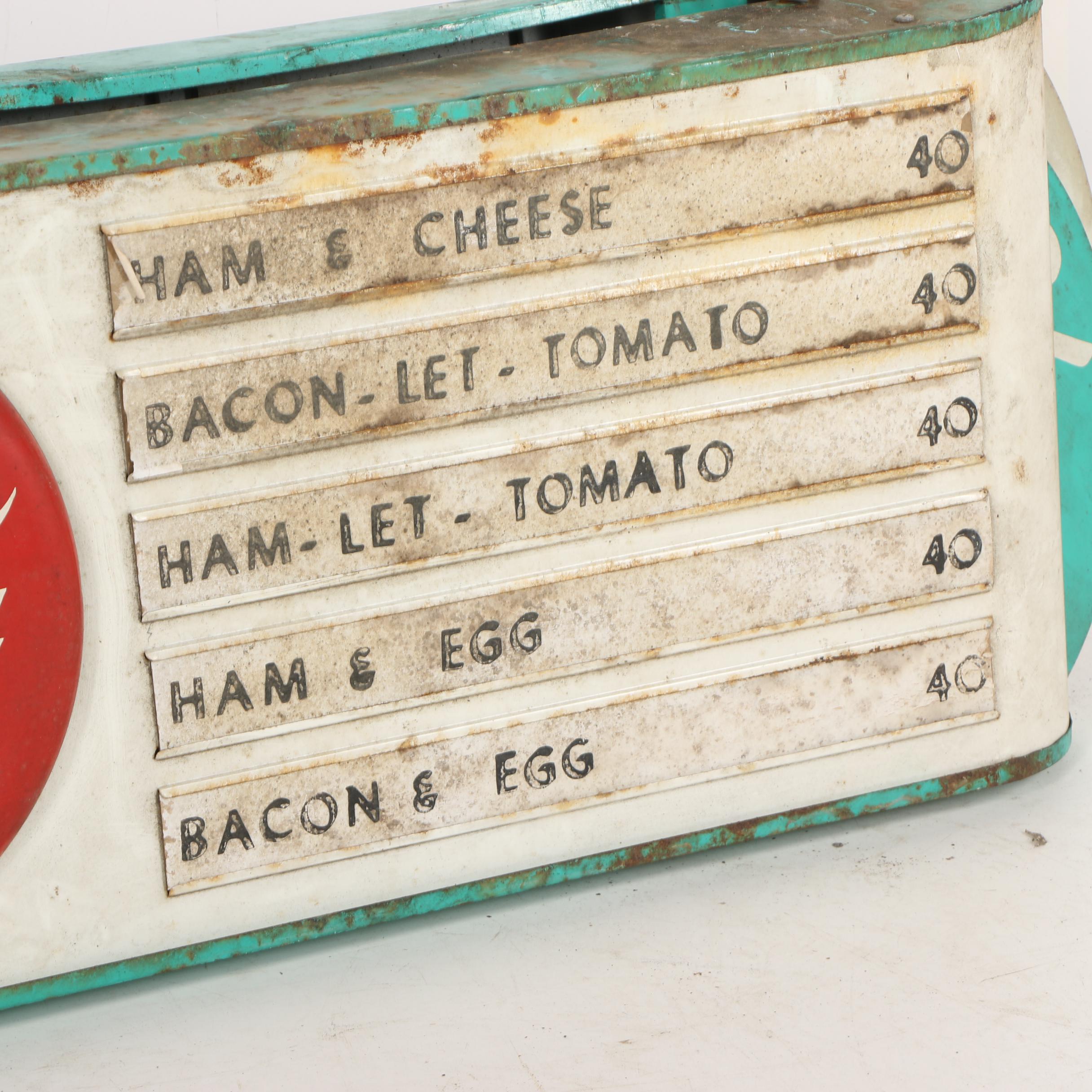 Metal Menu Board with Round Coca-Cola Sign | EBTH