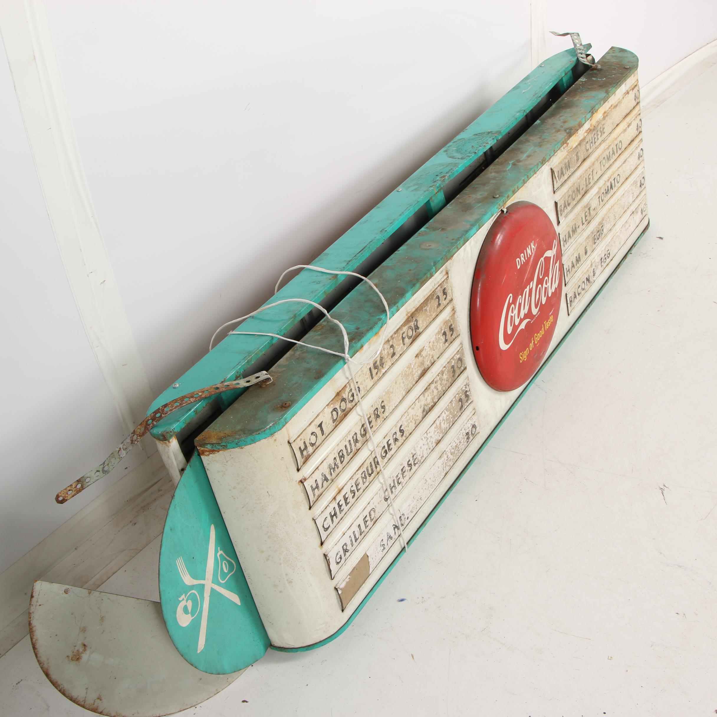 Metal Menu Board with Round Coca-Cola Sign | EBTH