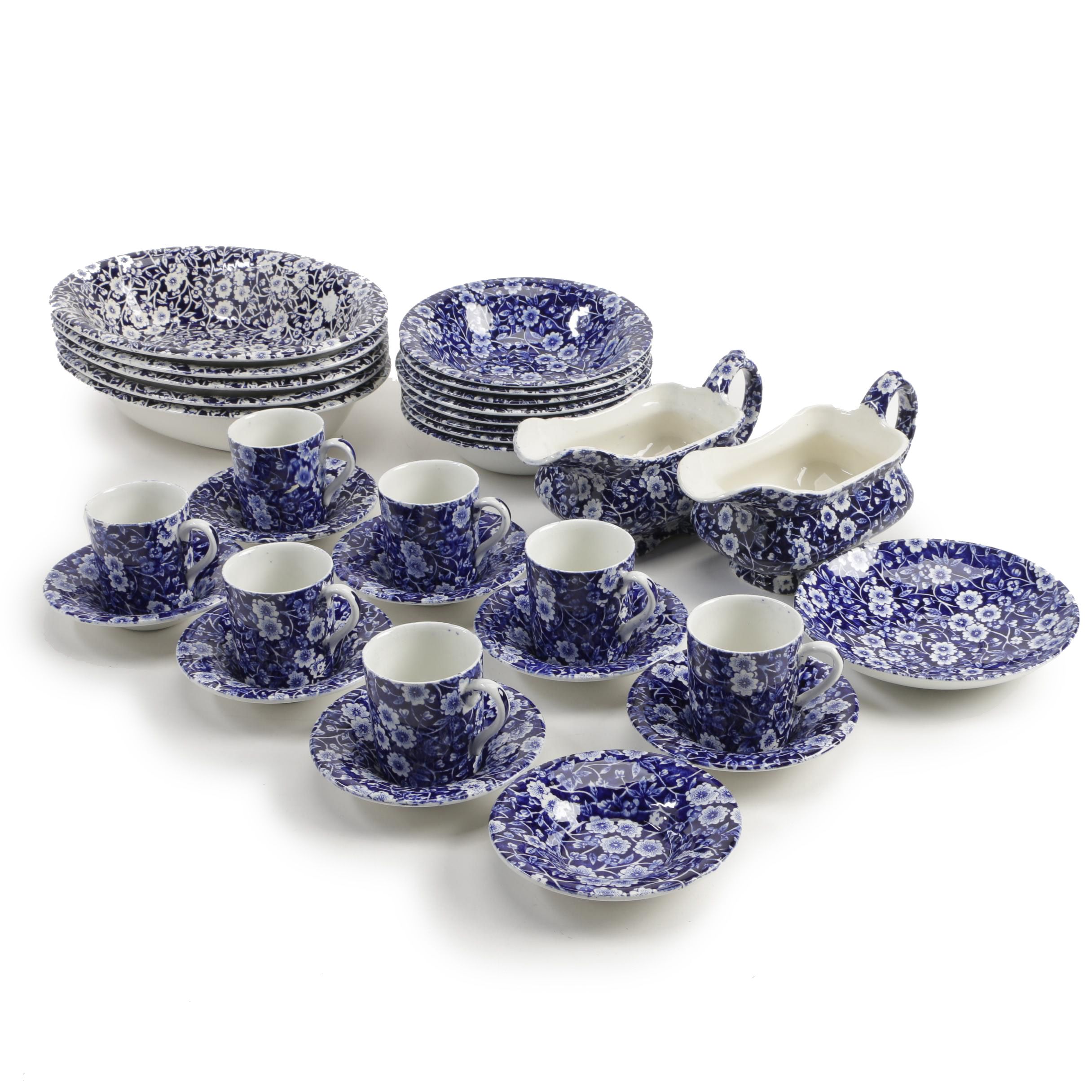 Crownford Staffordshire "Calico Blue" Ironstone Dinnerware and Serving ...