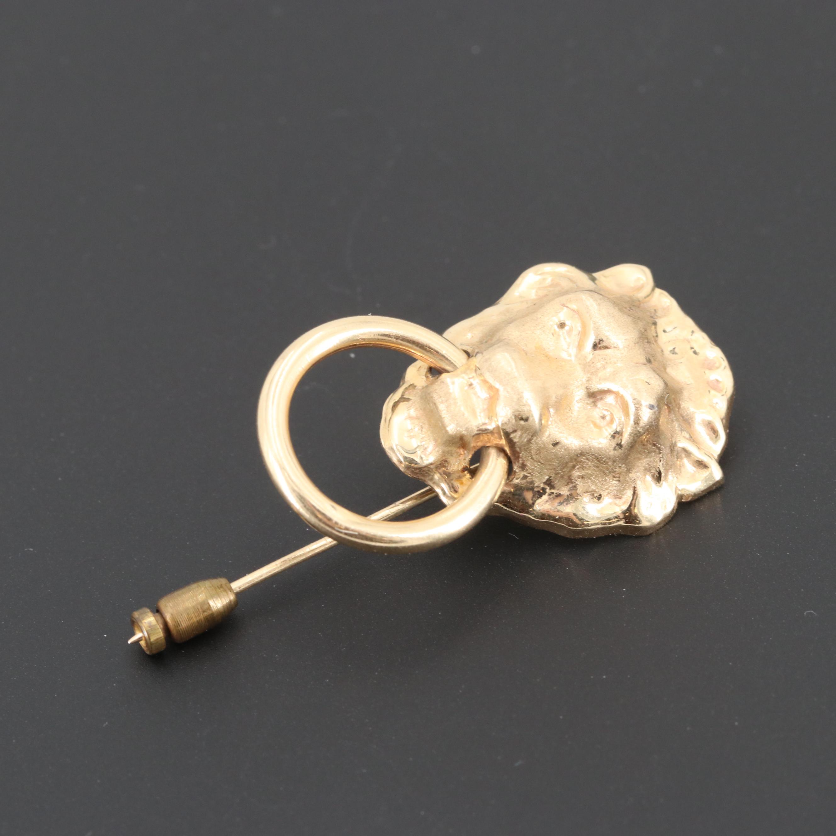14K Yellow Gold Articulated Door Knocker Pin | EBTH