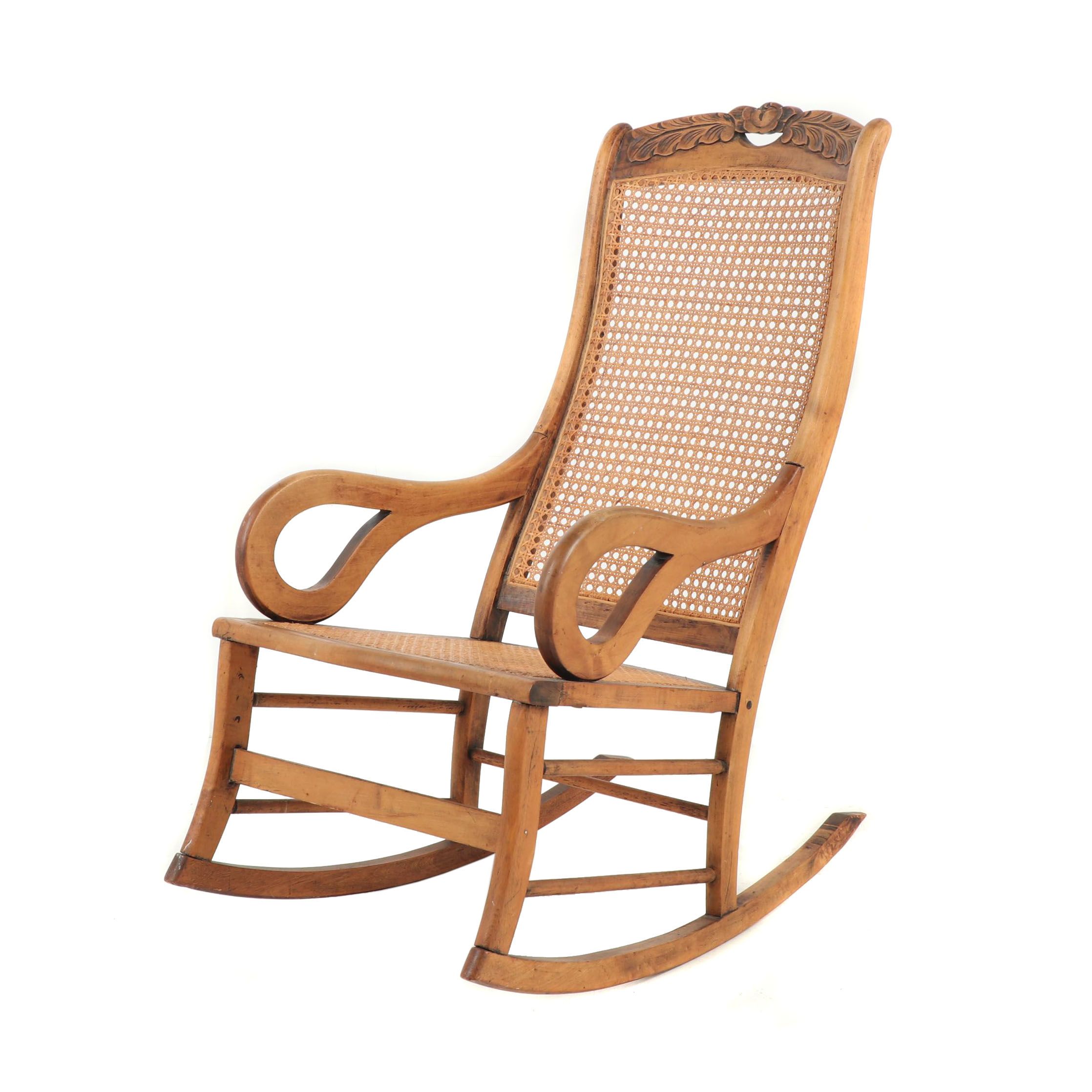 Cane Back Wooden Rocking Chair | EBTH