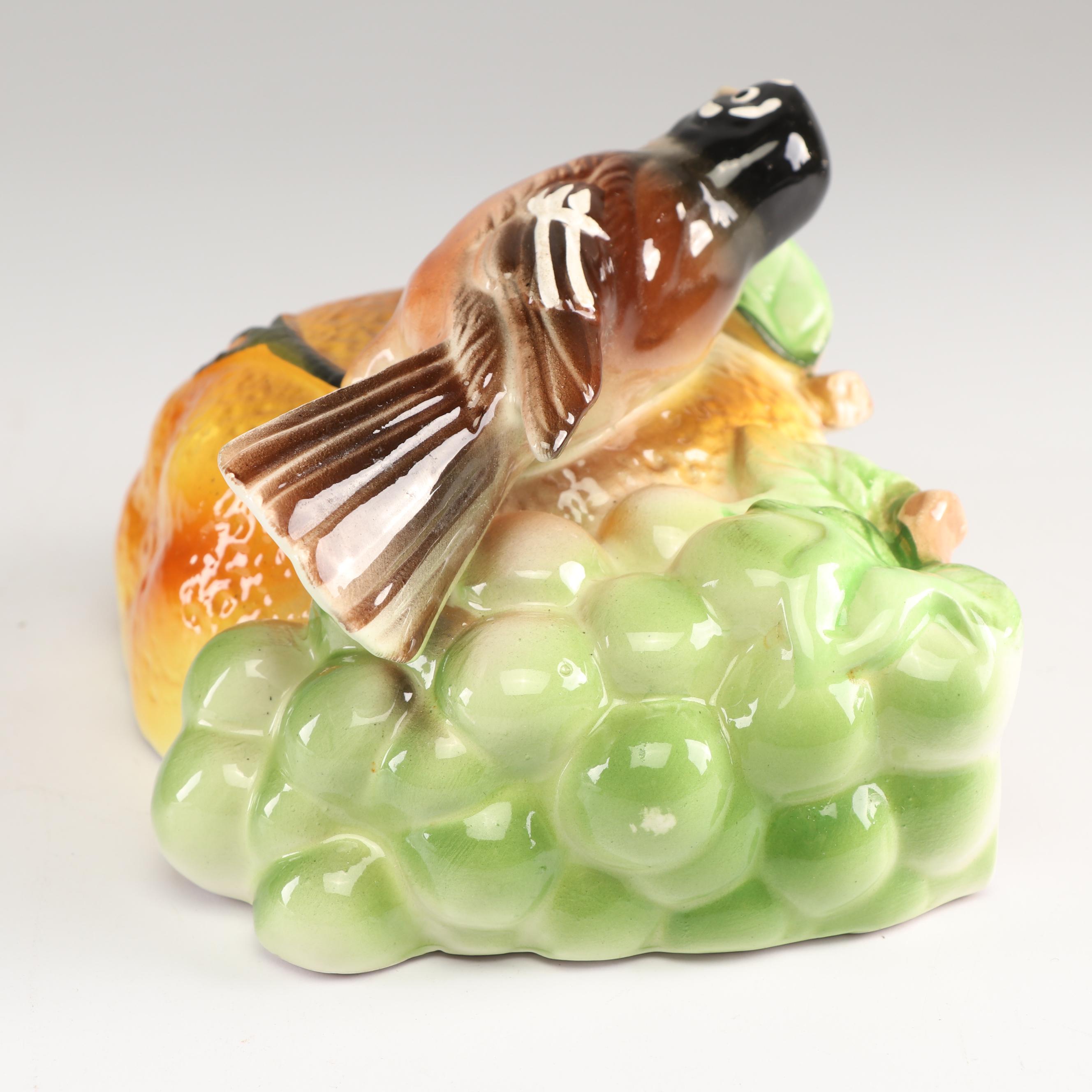 Hand Decorated Pottery "Robin" Wall Pocket, Mid-Century | EBTH