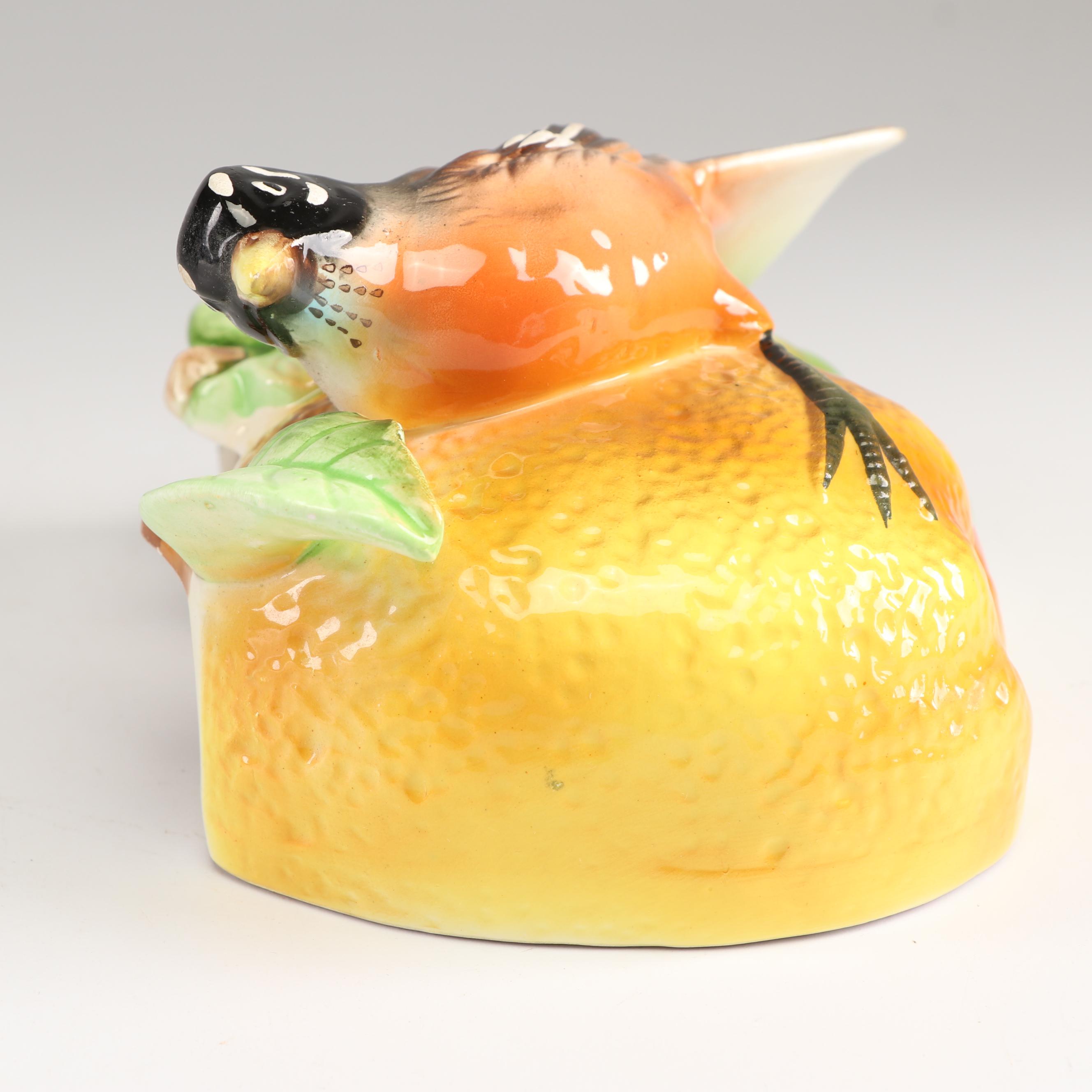 Hand Decorated Pottery "Robin" Wall Pocket, Mid-Century | EBTH