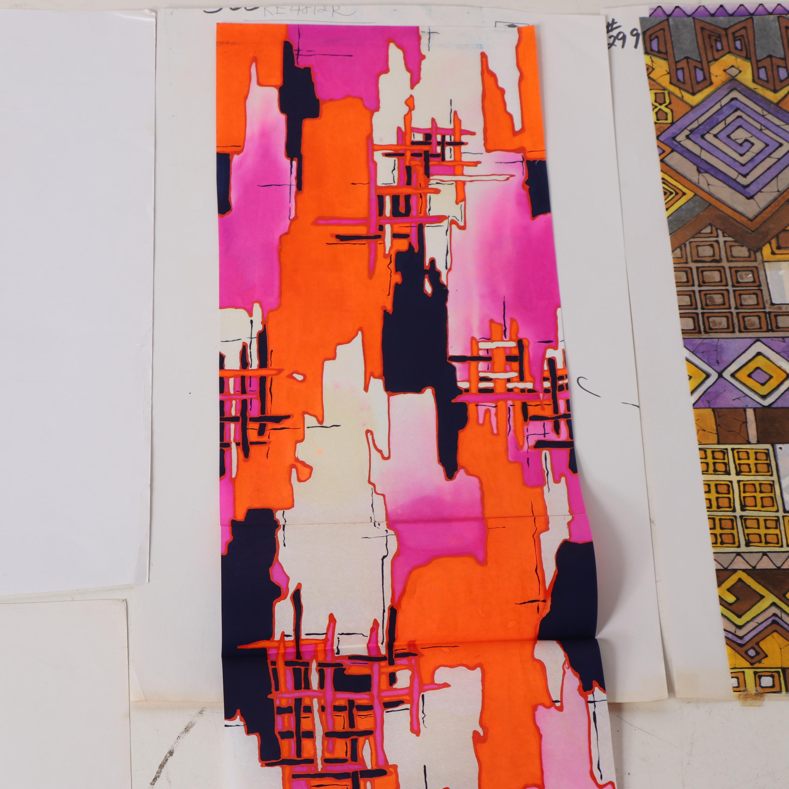 Vintage Painted Textile Design Colorway Sample Proofs | EBTH