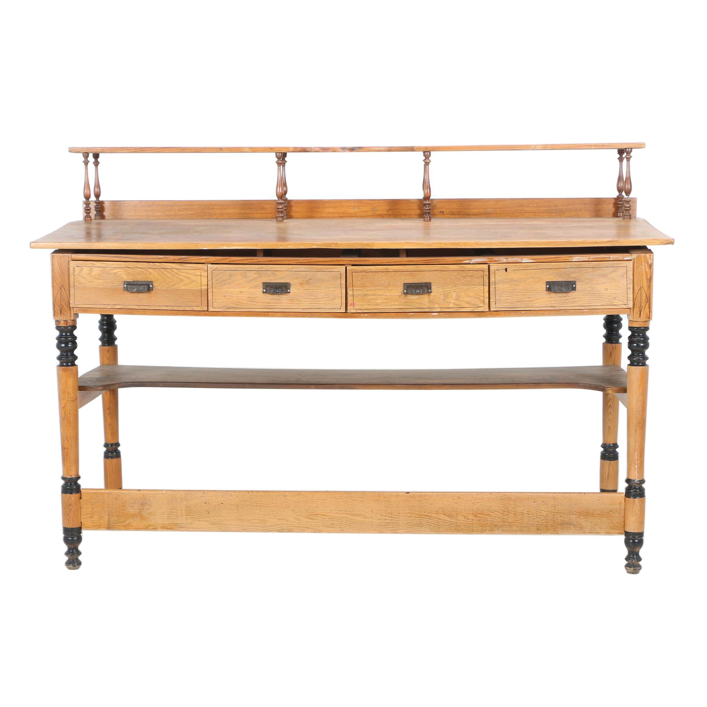 Oversized Oak Train Station Desk, Norfolk & Western Railway, Early 20th ...