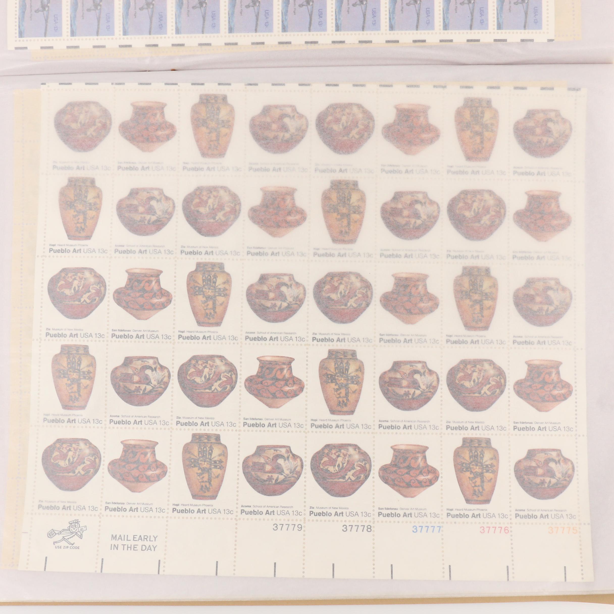Group of Three Harco Mint Sheet Files with Sheets of U.S. Postage ...
