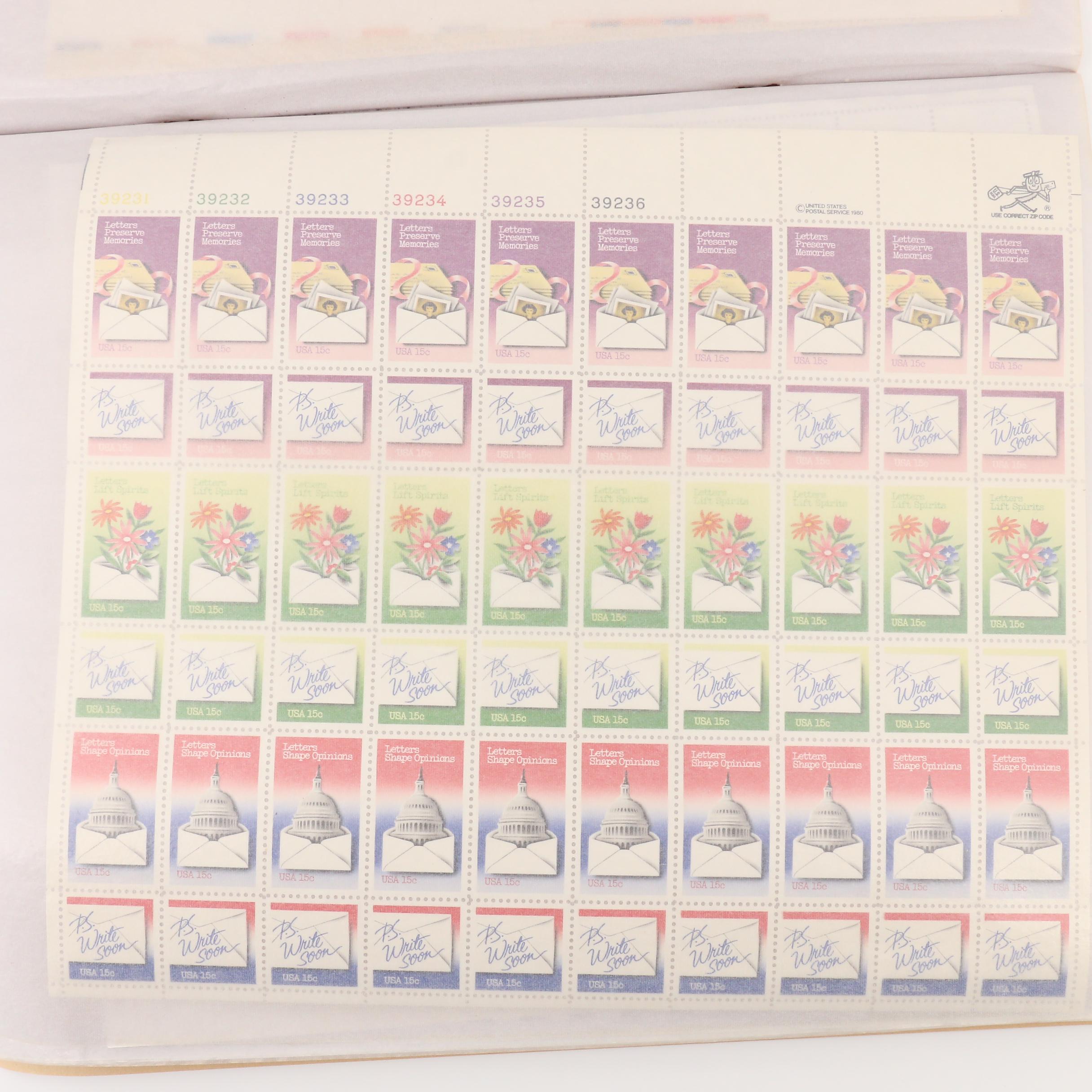 Group of Three Harco Mint Sheet Files with Sheets of U.S. Postage ...