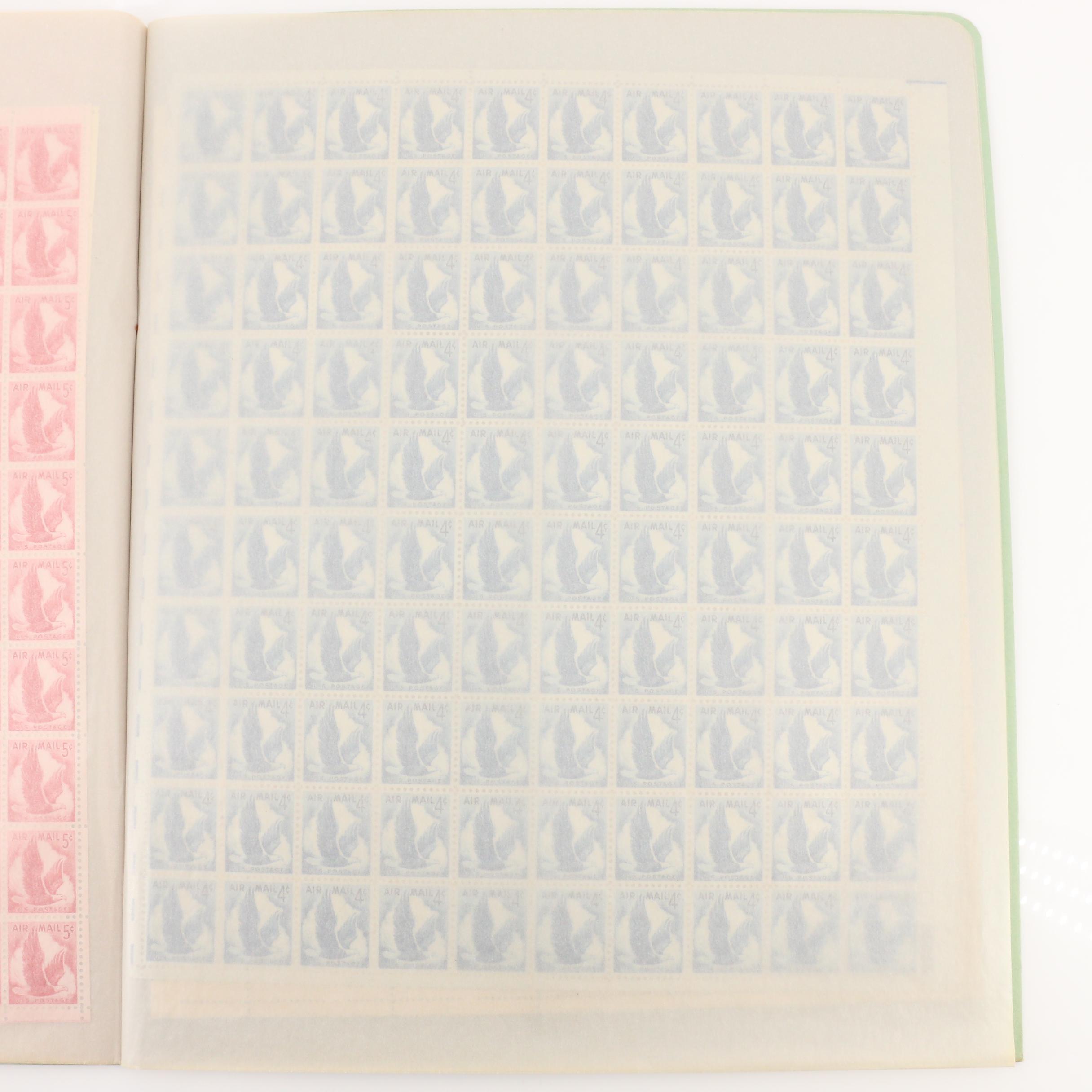 Group of Two Harco Mint Sheet Files with 30 Sheets of U.S. Postage ...