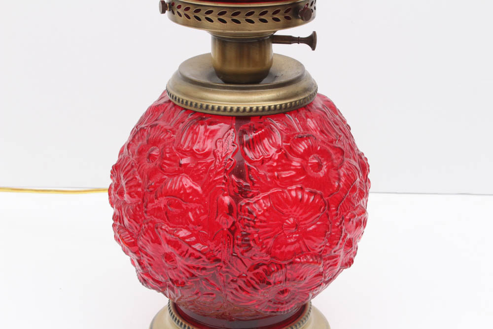 Fenton Double Globe Cranberry Glass Parlor Lamp | EBTH